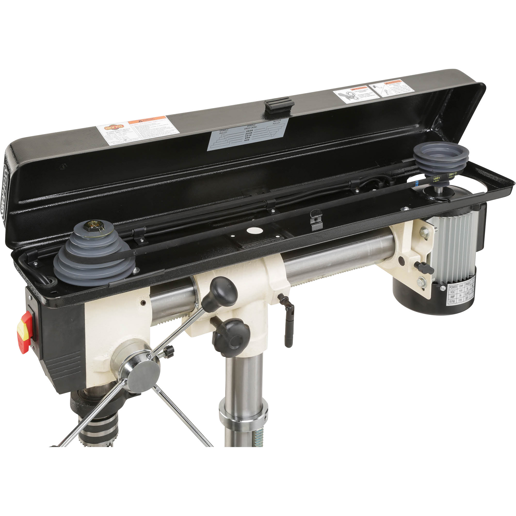 SHOP FOX Radial Benchtop Drill Press, 5-Speed, 17in. Swing, 1/2 HP ...