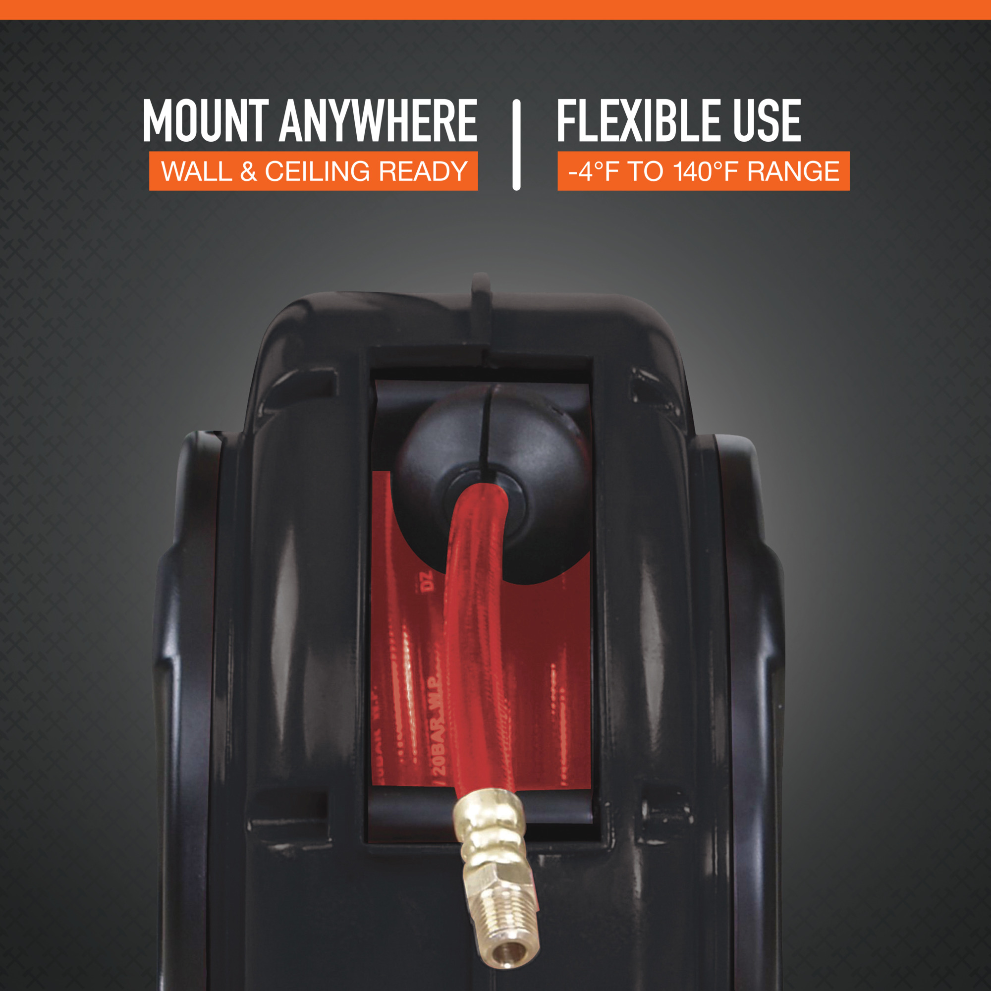 Ironton Mini Air Hose Reel with 1/4in. x 26ft. PVC Hose and 23-5/8in ...