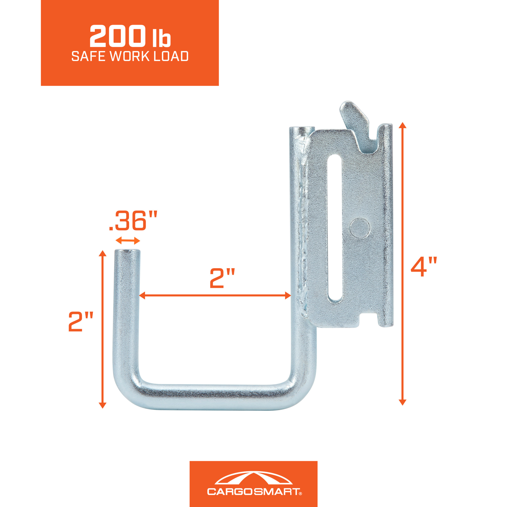 CargoSmart Small Square Hook, For E-Track and X-Track, 200-Lb. Capacity ...