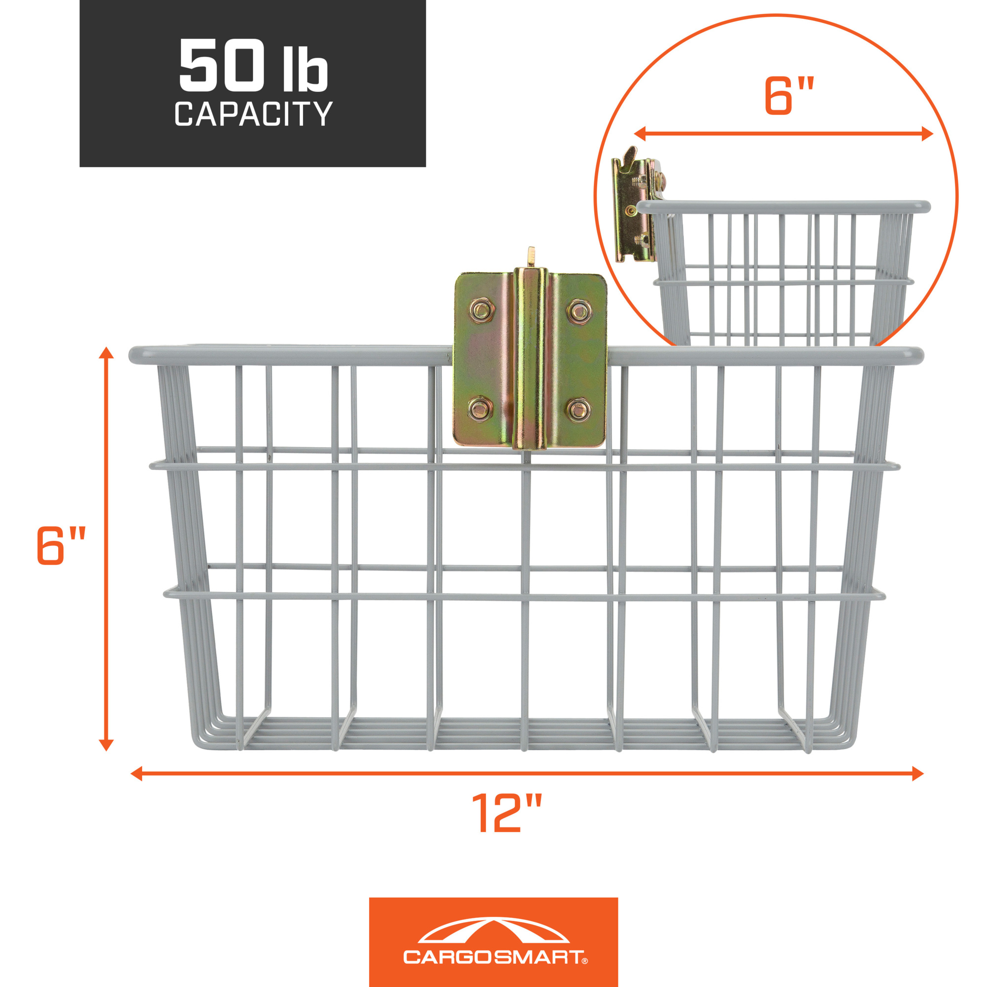 CargoSmart Small Wire Track Basket, 12in.W x 6in.D x 6in.H, Coated ...