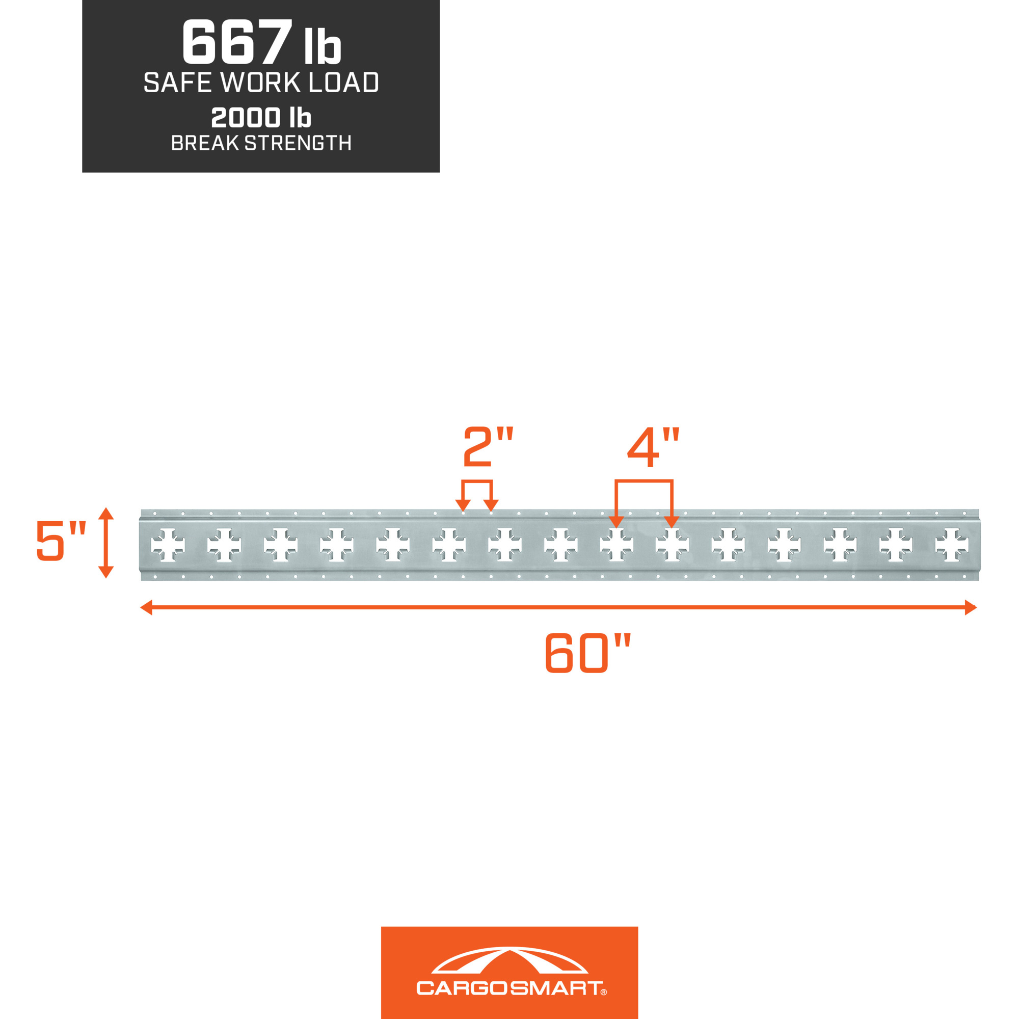 CargoSmart X-Track Rail, 60in.L x 5in.W | Northern Tool