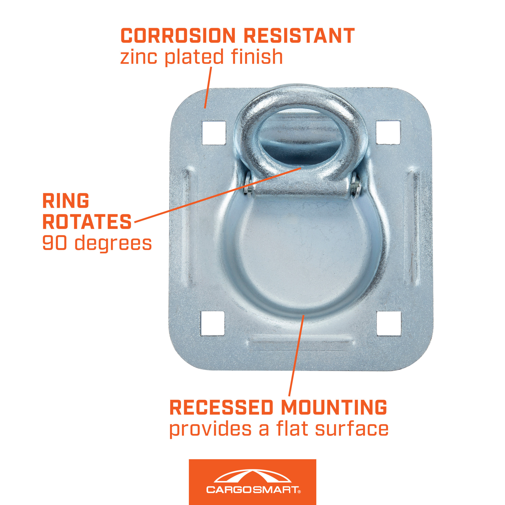 CargoSmart Bolt-On Recessed Mount D-Ring, 3/8in. Dia. | Northern Tool