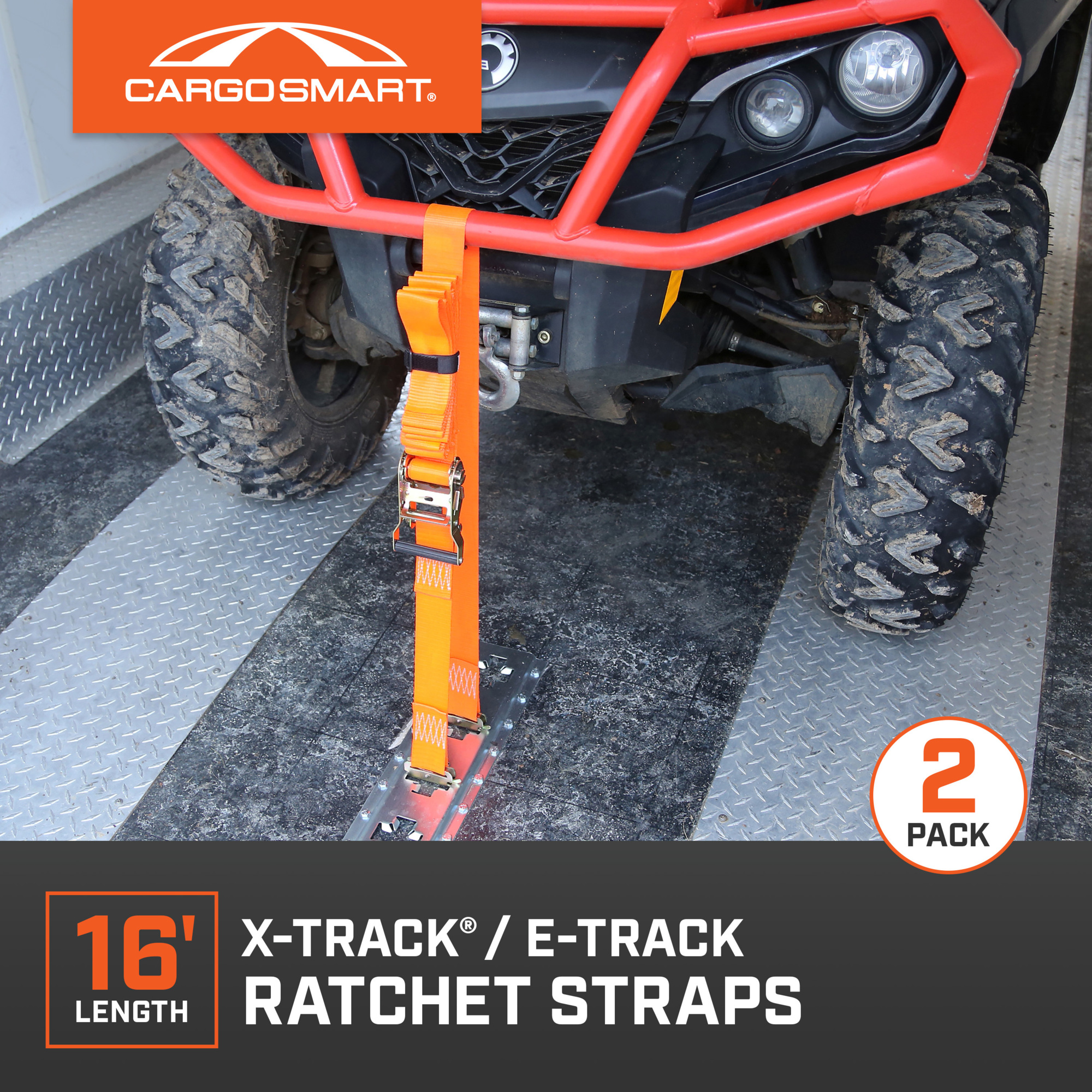 CargoSmart Ratchet Straps, 2-Pack, 2in. x 16ft., For E-Track and X ...