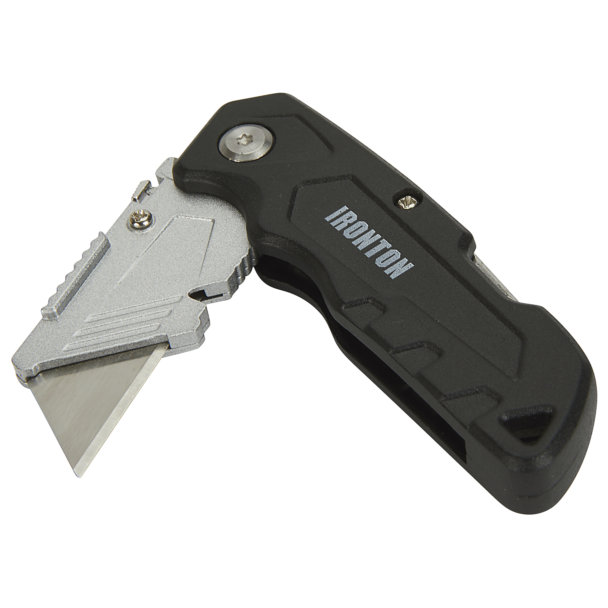Ironton Compact Folding Utility Knife, Press-and-Flip, Wire Belt Clip ...