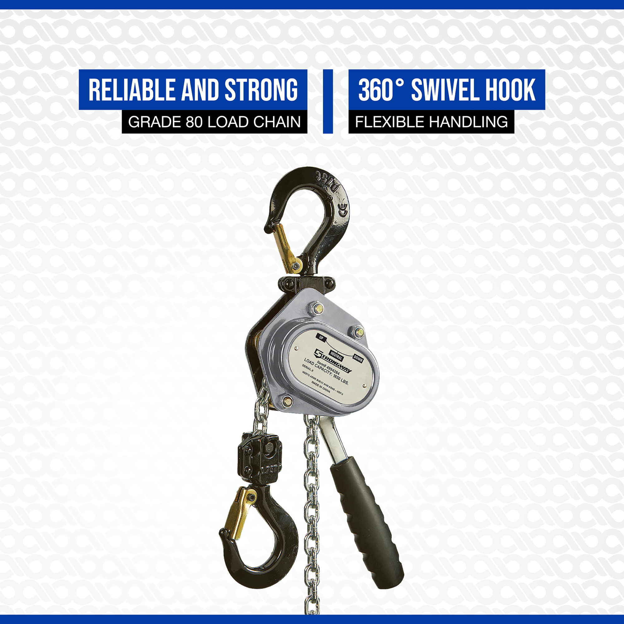 Strongway Mini Lever Chain Hoist, 1650-Lb. Capacity, 5ft. Lift, Model ...