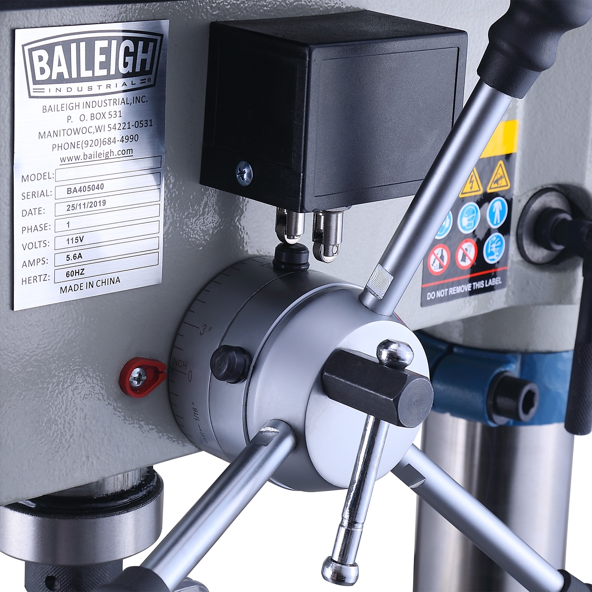 Baileigh, Metal Drill Press, Horsepower 0.5 HP, Volts 110 Model# DP ...
