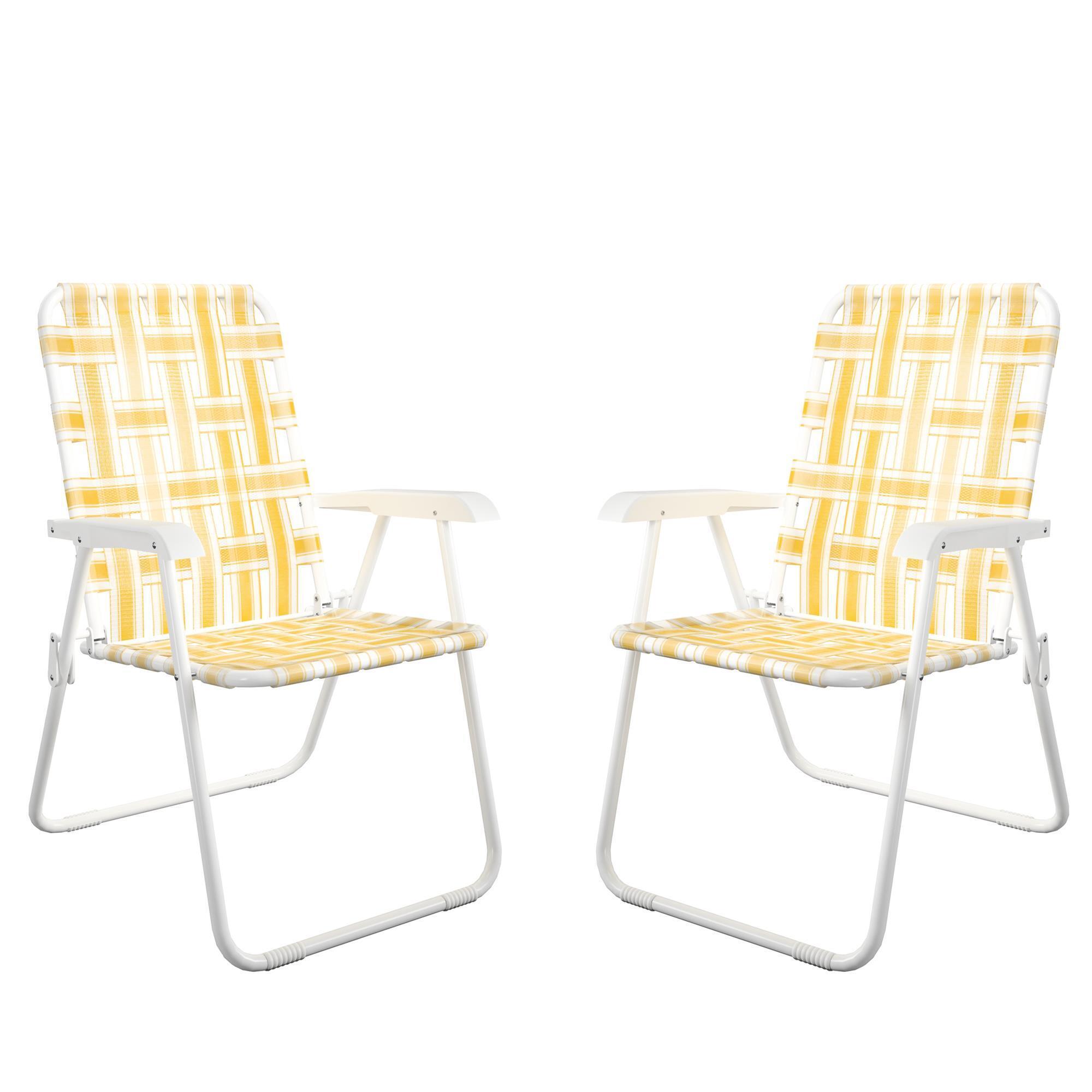 Novogratz, Retro folding chairs. Yellow straps, white frame., Primary ...