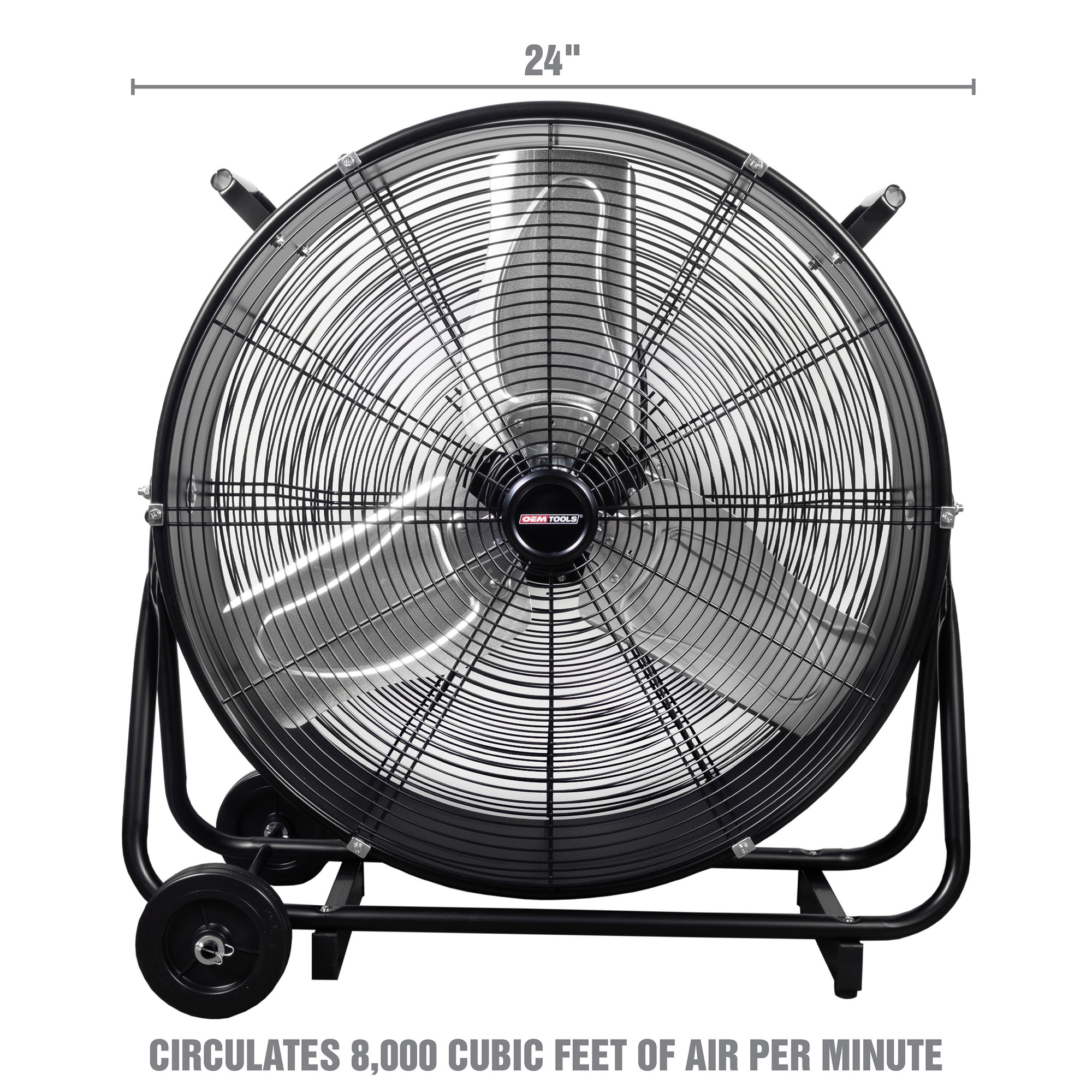 OEMTOOLS, Indoor Tilt Barrel Fan, Fan Diameter 24 in, Air Delivery 8000 ...
