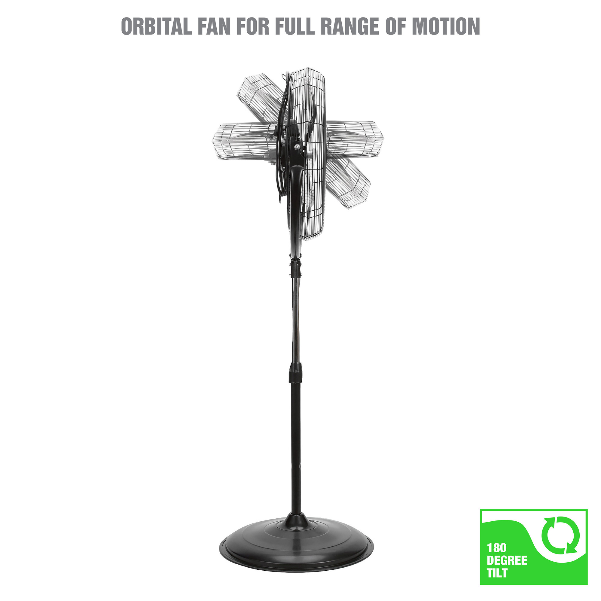 OEMTOOLS, Pedestal Orbital Fan, Fan Diameter 20 in, Air Delivery 4500 ...