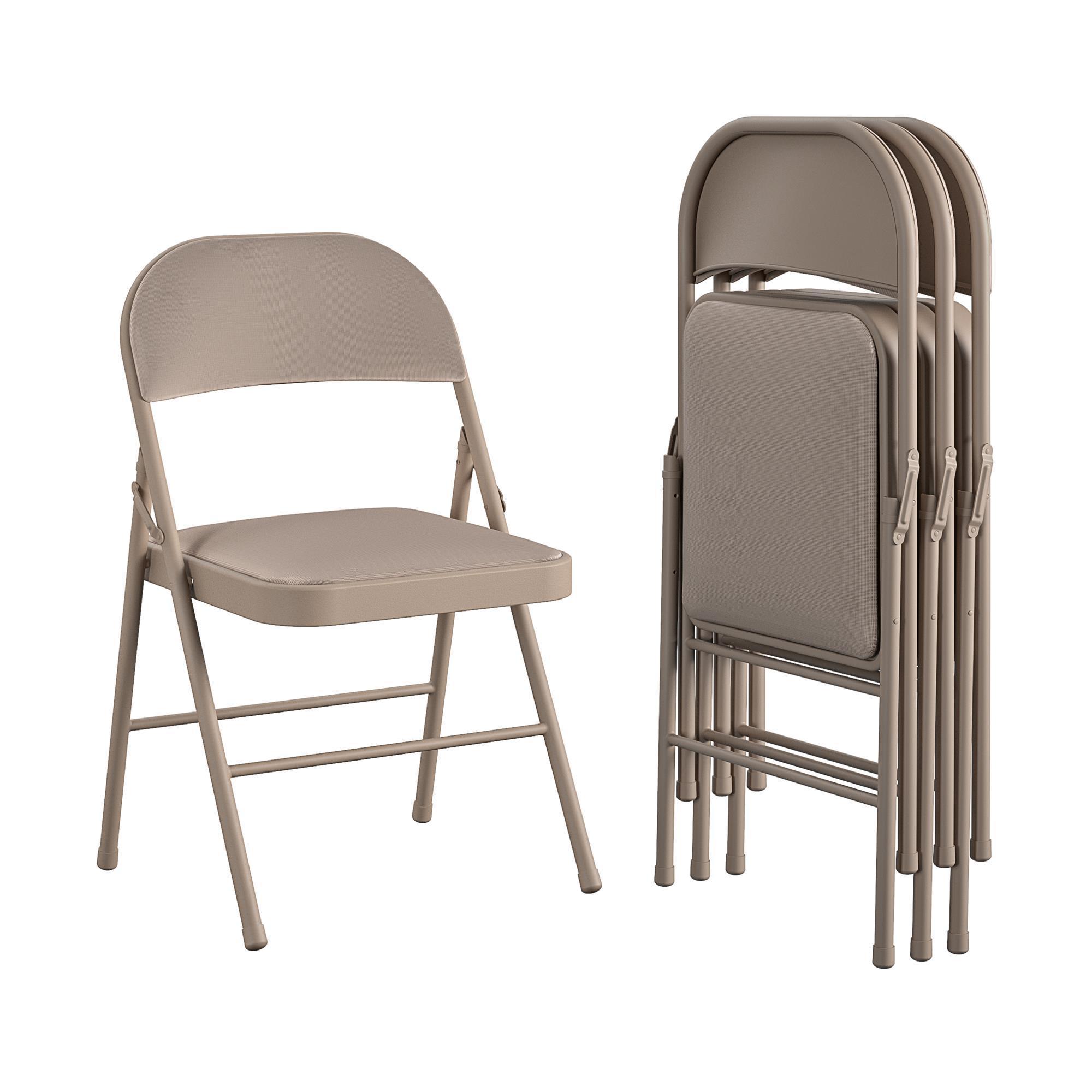 Cosco Home and Office, Fabric Padded Metal Folding Chair, Antique, 4-Pk ...