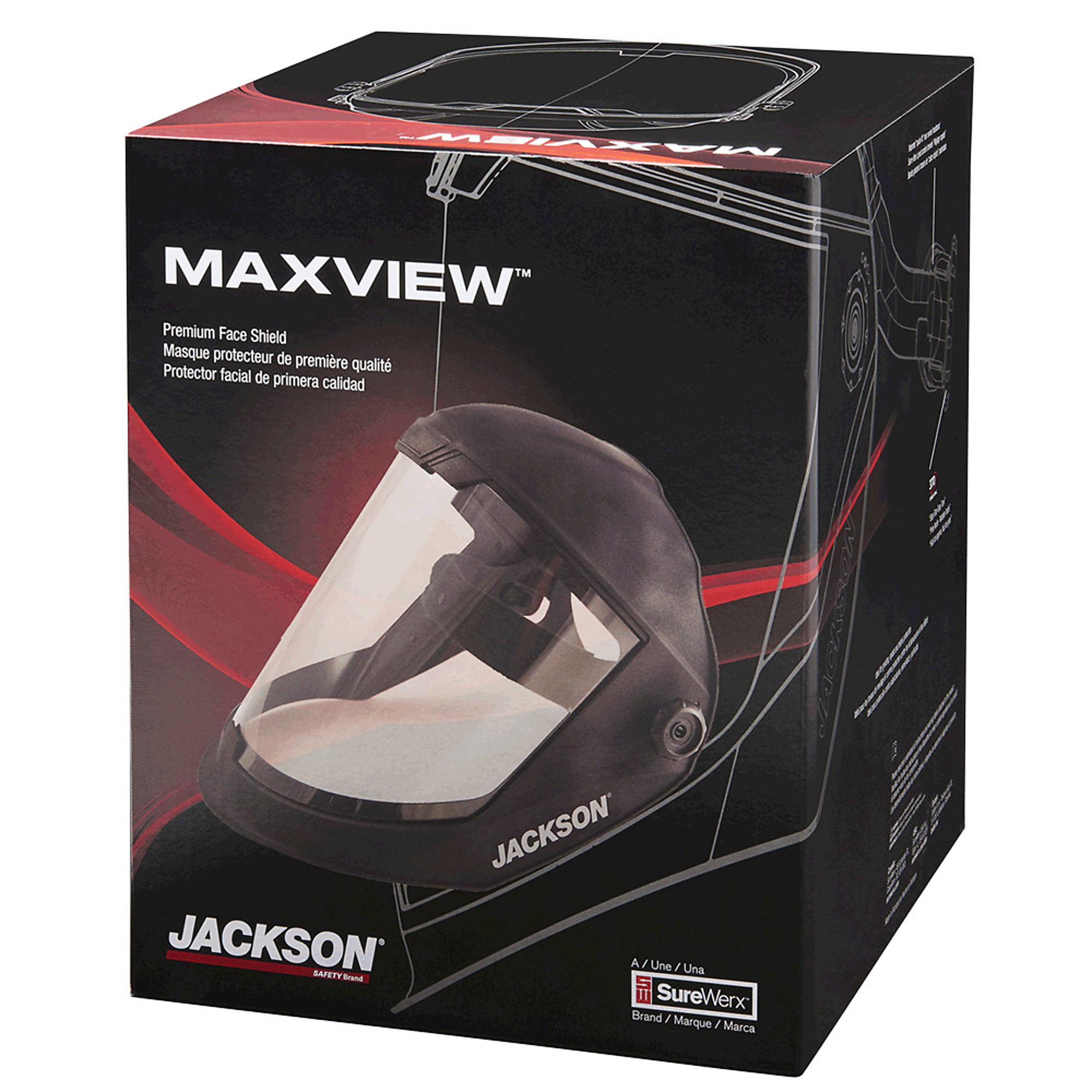 Jackson Safety, MAXVIEW Face Shield w/ Racheting Headgear, Frame Color ...