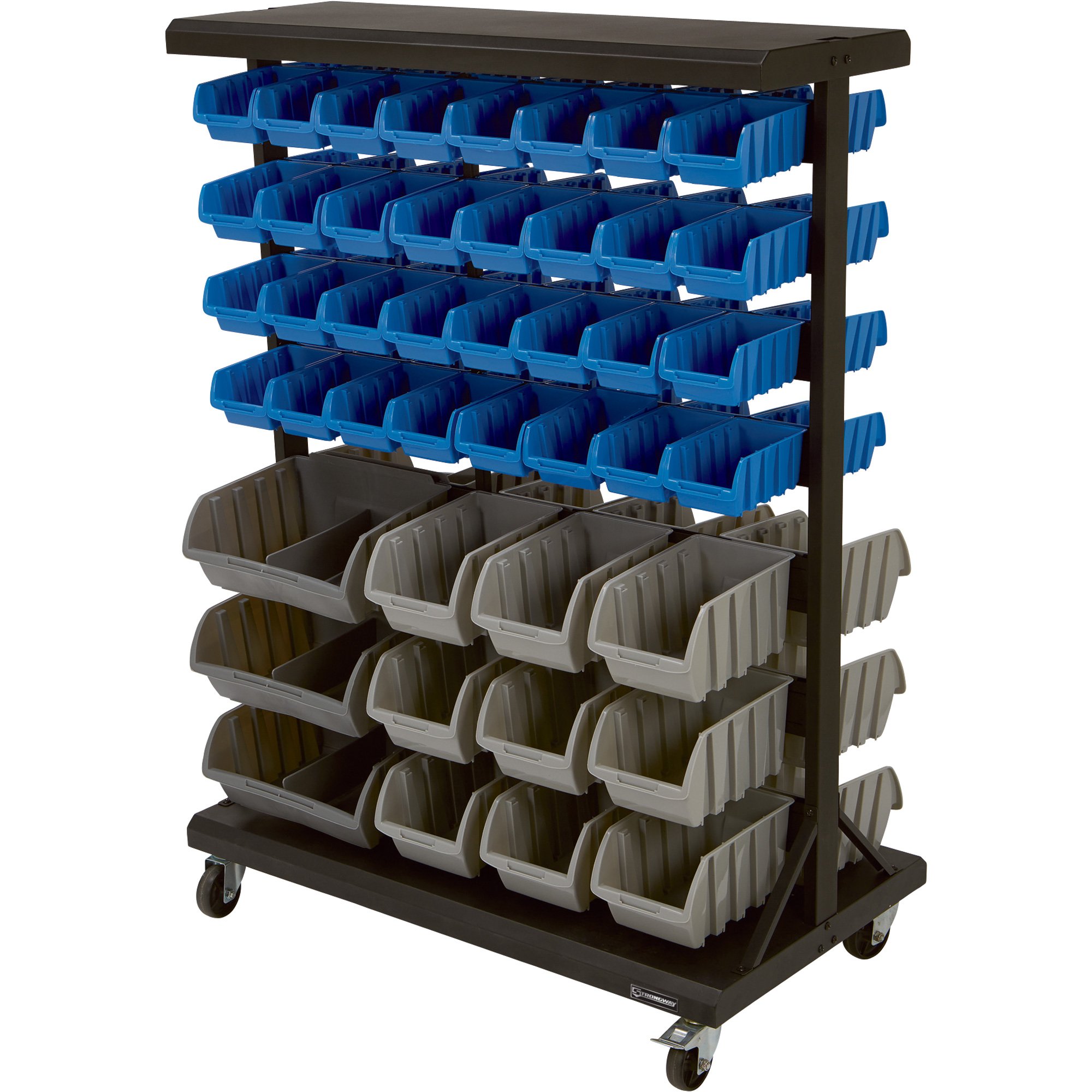 Strongway 88-Bin Double-Sided Rolling Bin Rack | Northern Tool