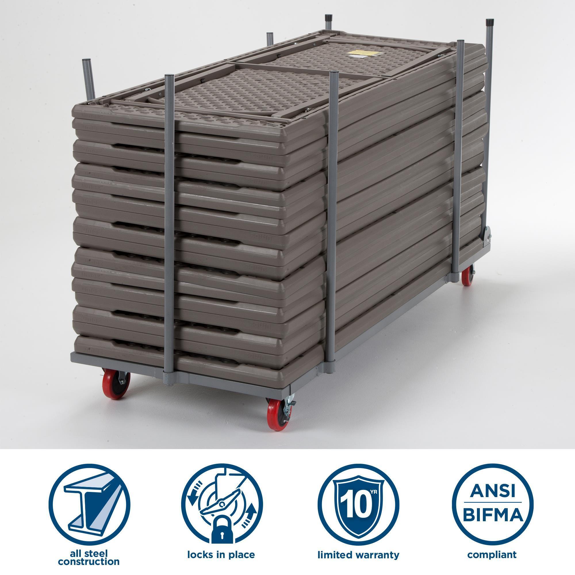 ZOWN, Heavy Duty Rectangle Folding Table Trolley Cart, Color Grey ...