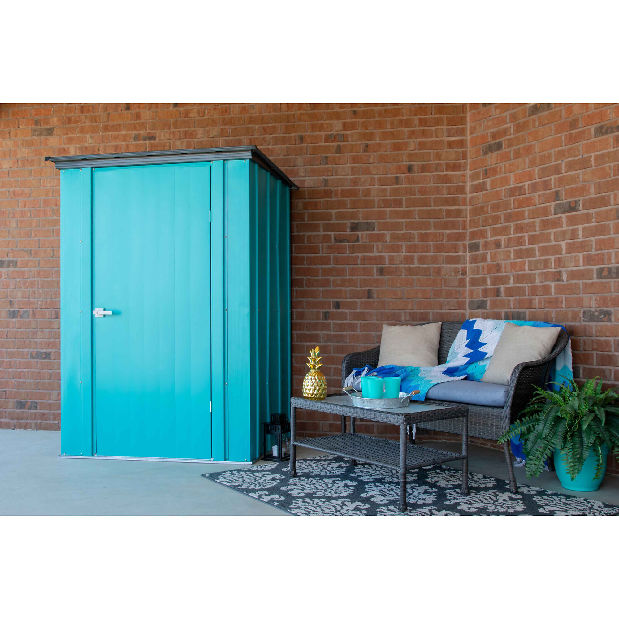 Arrow Storage Products, Spacemaker Patio Shed 4x3 Teal, Length 3.3 ft ...