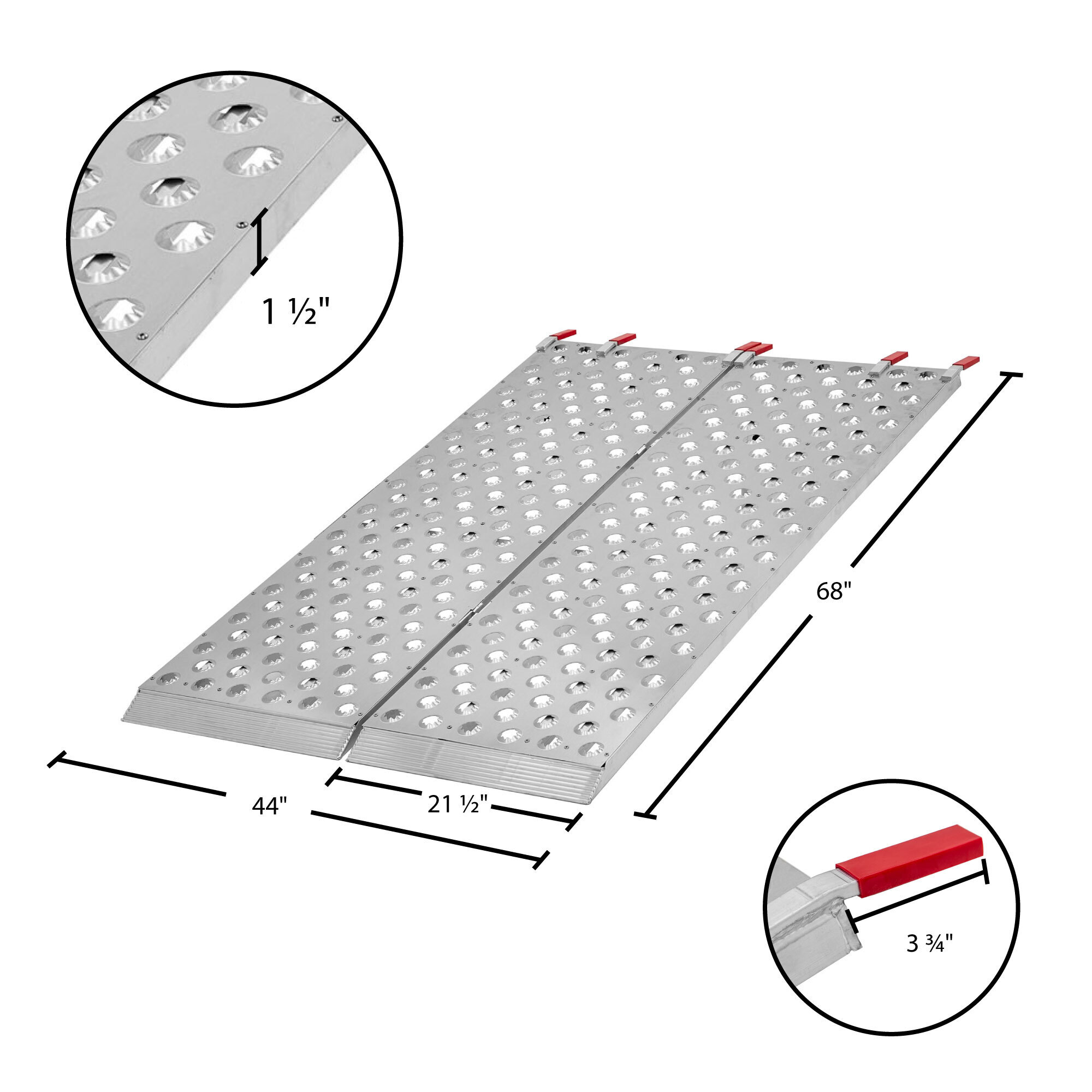 Black Widow, 5’ 10in. x 44in. Alum. Punch Plate Bi-Fold ATV Ramp ...