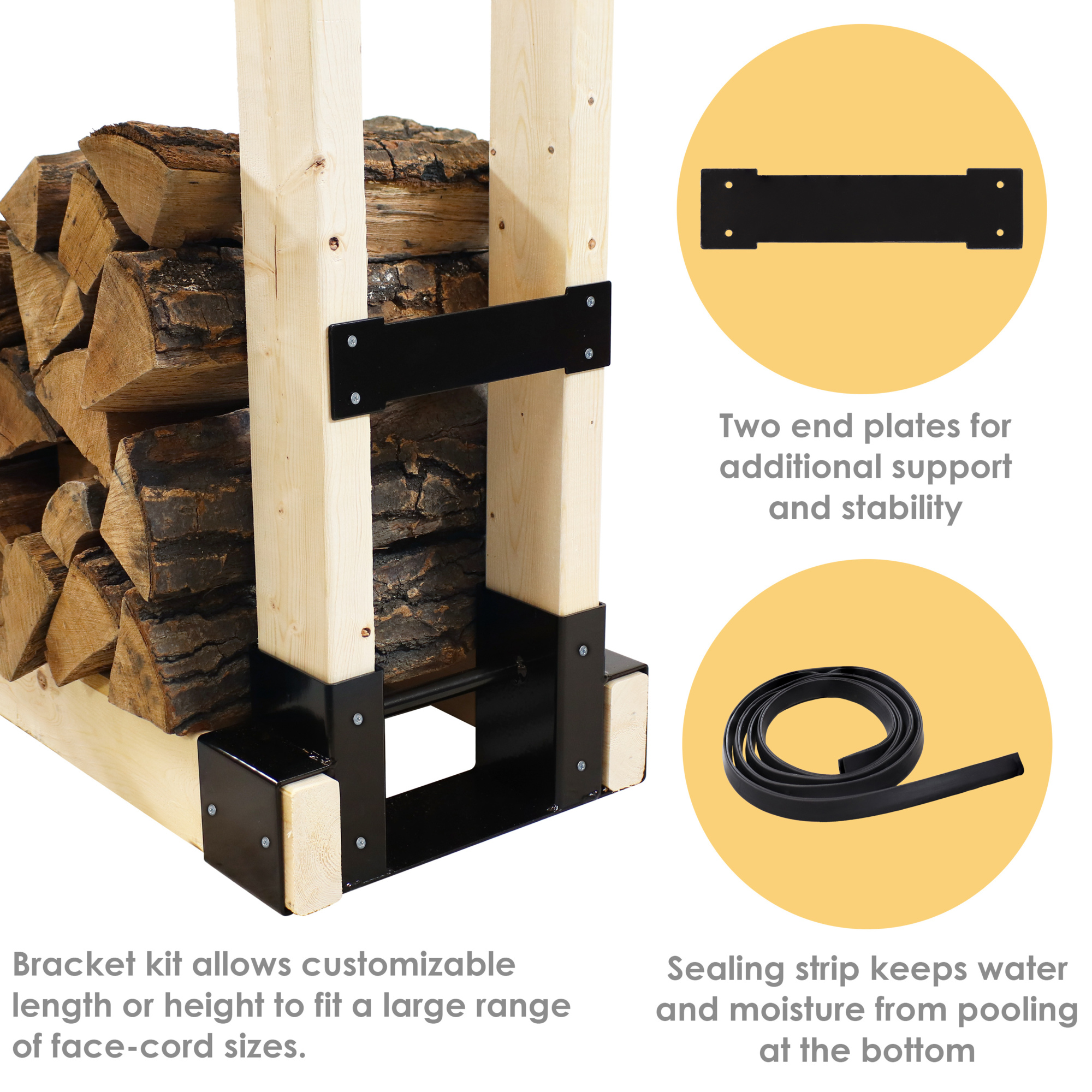 Sunnydaze Decor, Adjustable Firewood Log Bracket, Color Black, Material ...