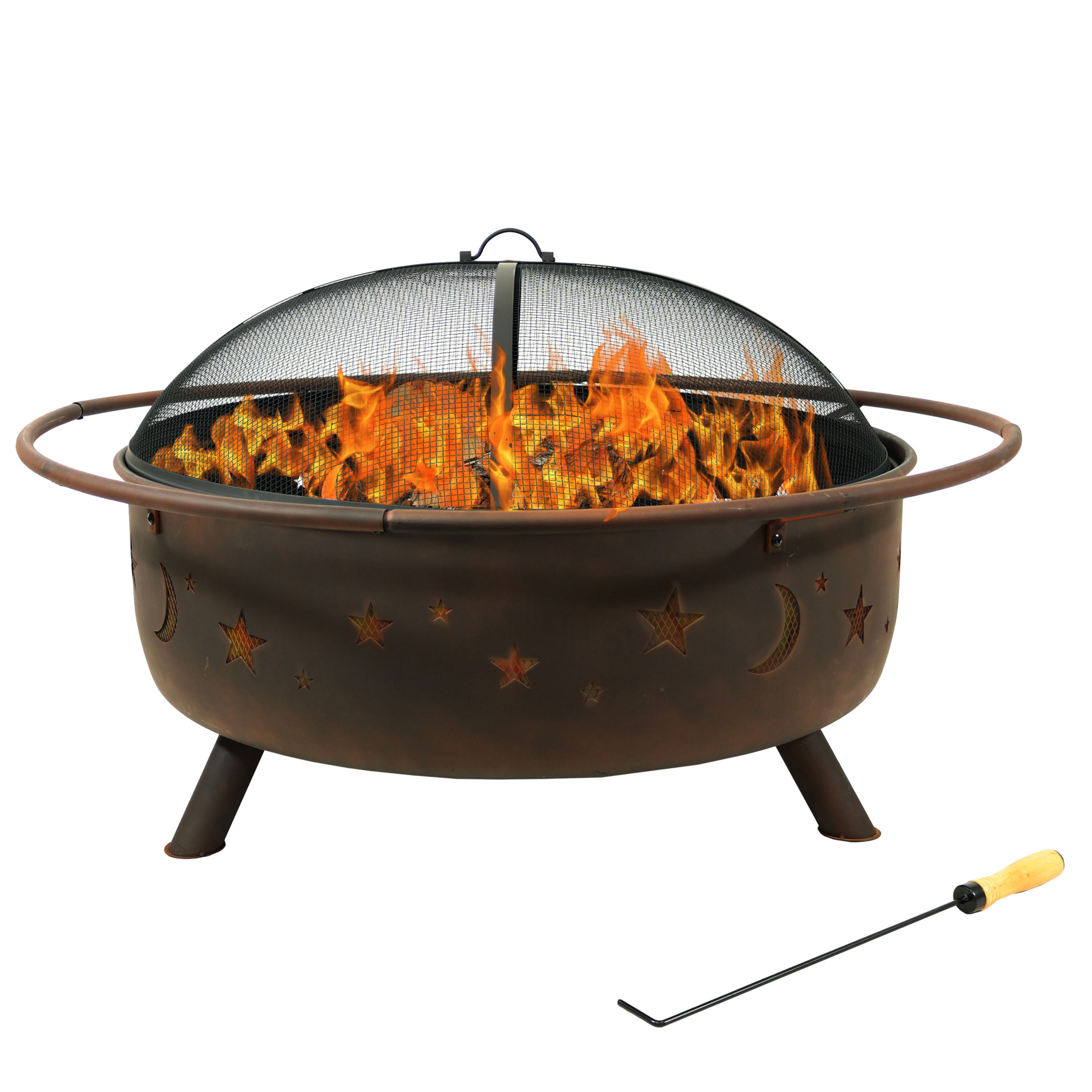 Sunnydaze Decor, Cosmic Fire Pit with Spark Screen - 42in., Diameter 41 ...
