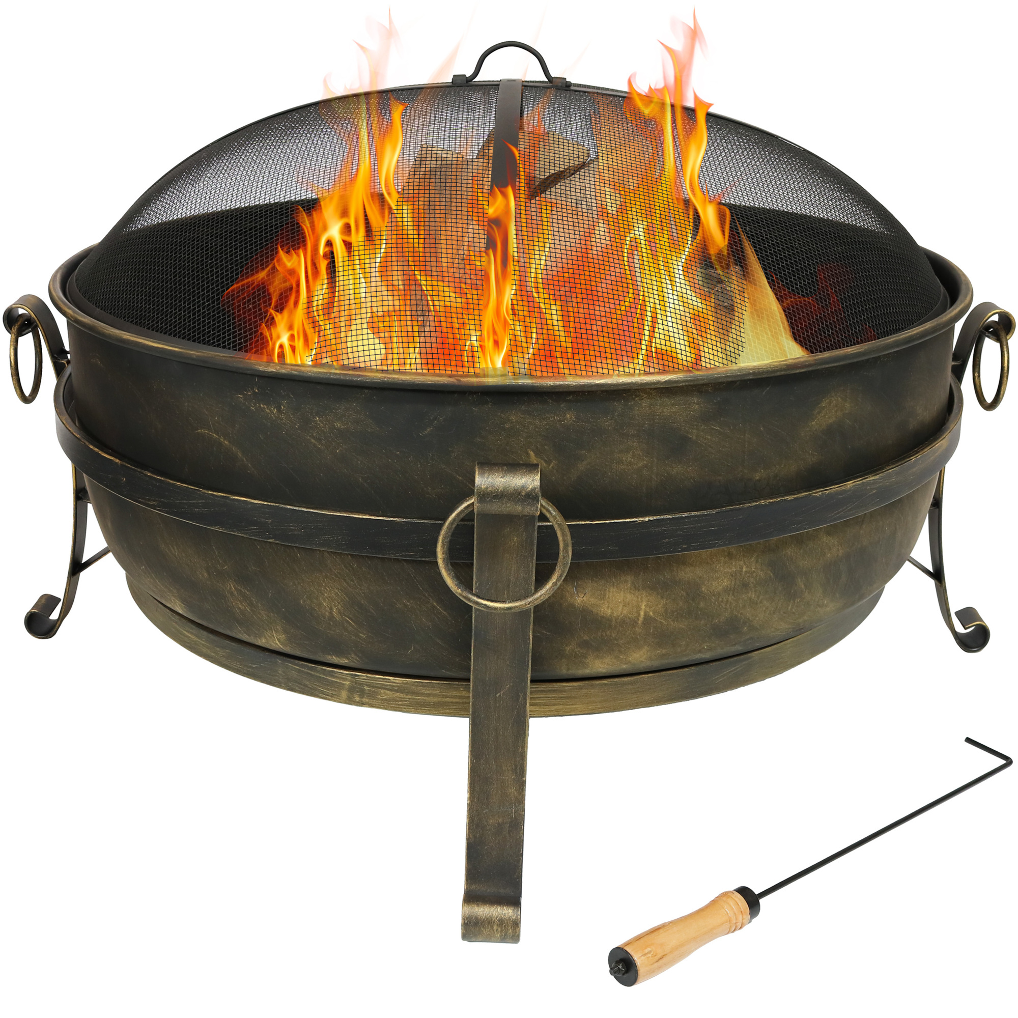 Sunnydaze Decor, Steel Cauldron Style Fire Pit - 34in., Diameter 34 in ...