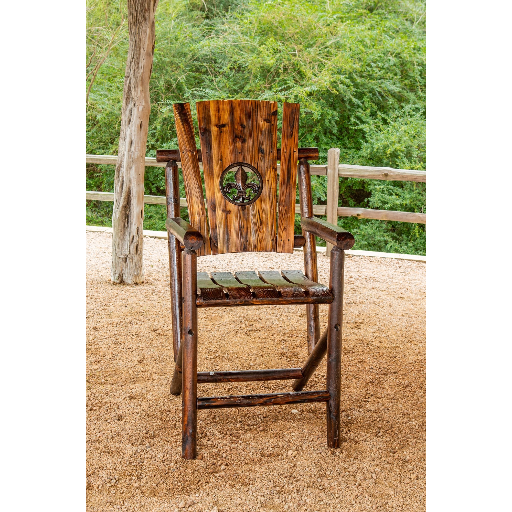 Leigh Country, Char-Log Fleur-de-lis Bar Arm Chair, Primary Color Brown ...