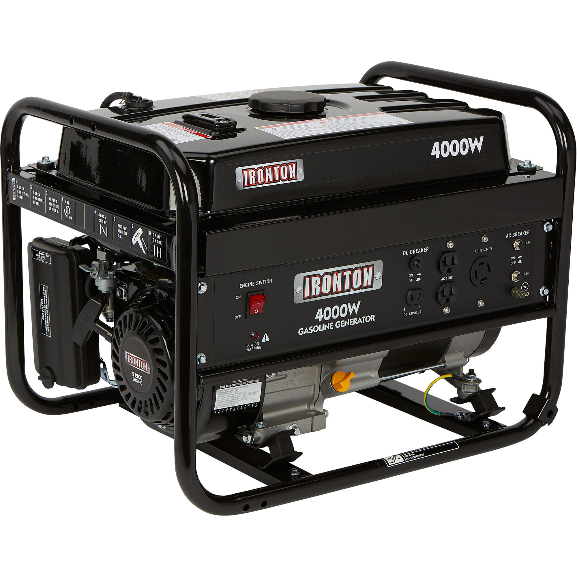 Ironton Portable Generator, 4000 Surge Watts, 3200 Rated Watts ...