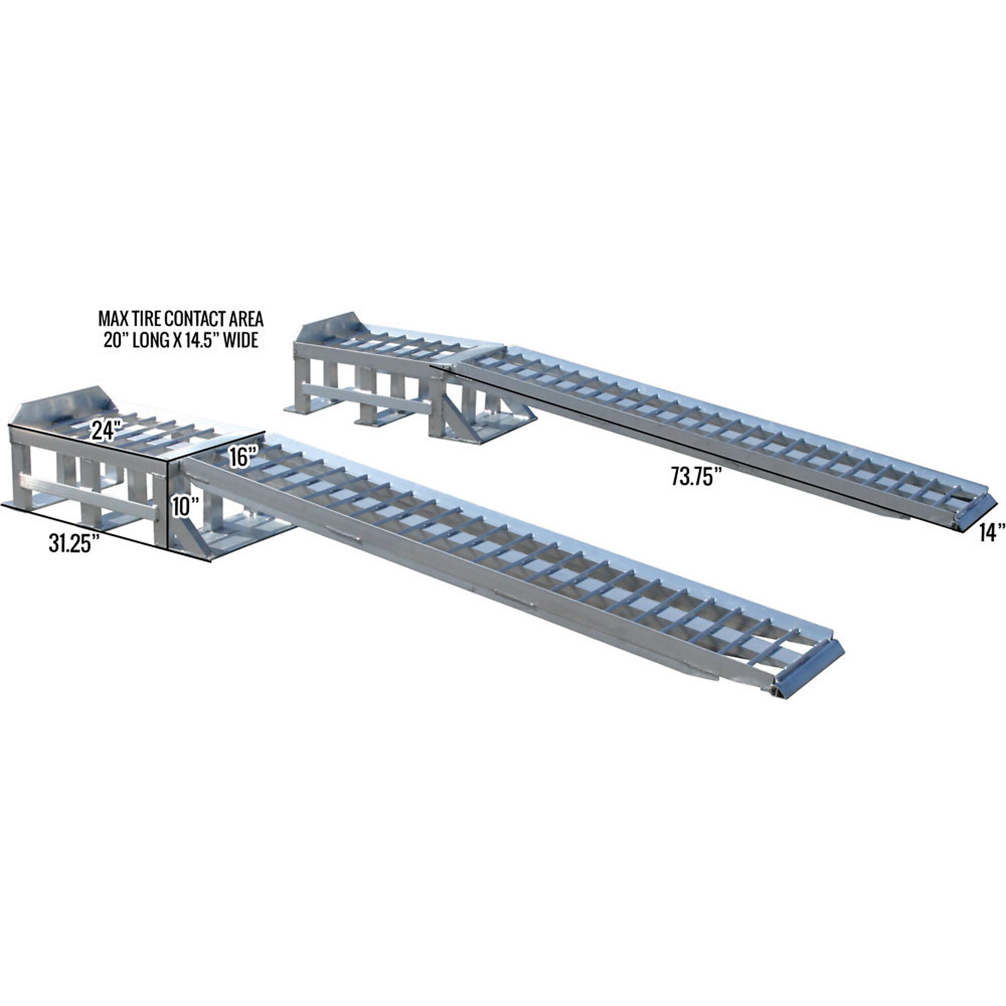 Discount Ramps, Extra-Long Alum. Two Piece Car Service Ramps, Material ...