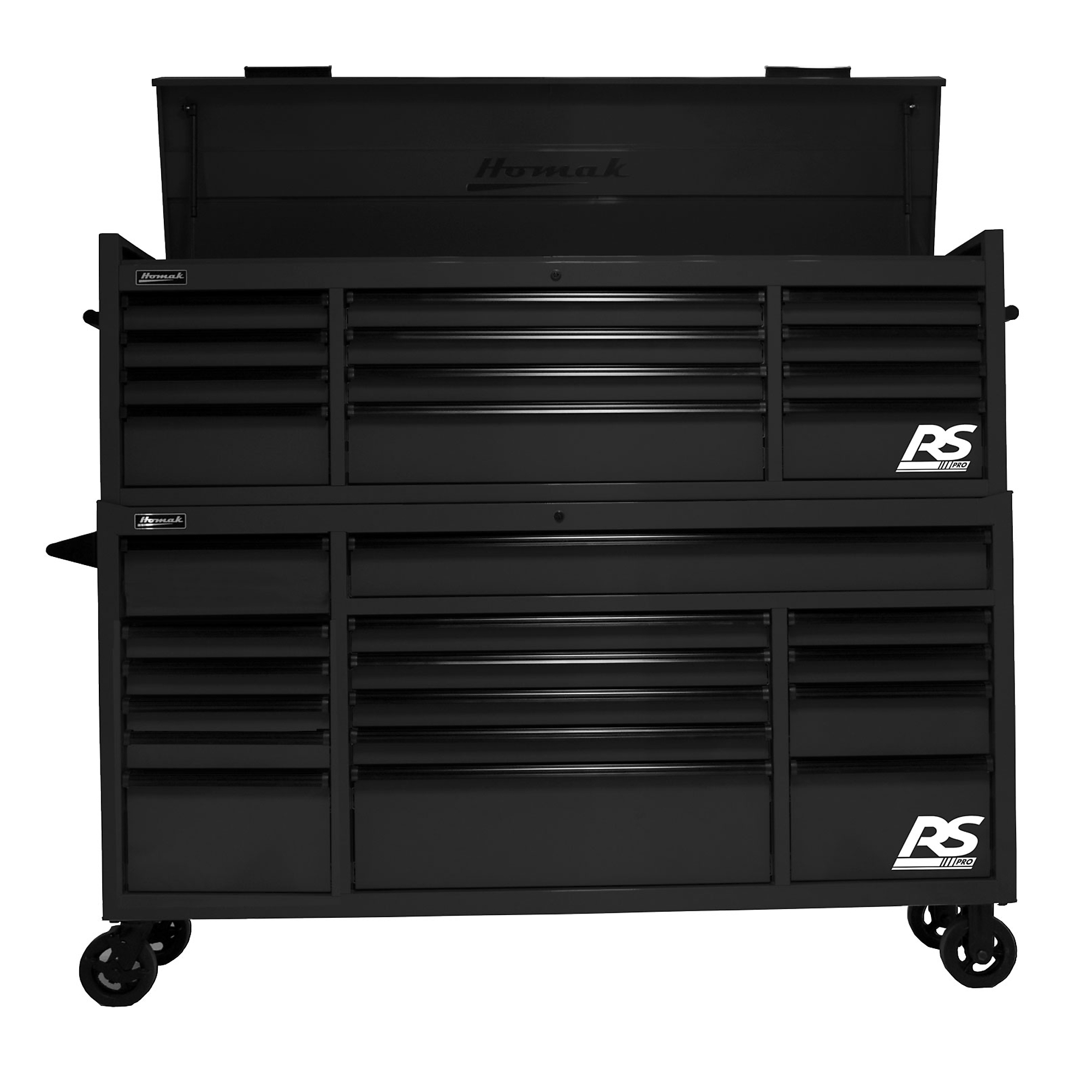 Homak RS Pro, 54in. RS PRO 10 DWR ROLLING CABINET BLACK, Width 39 in ...