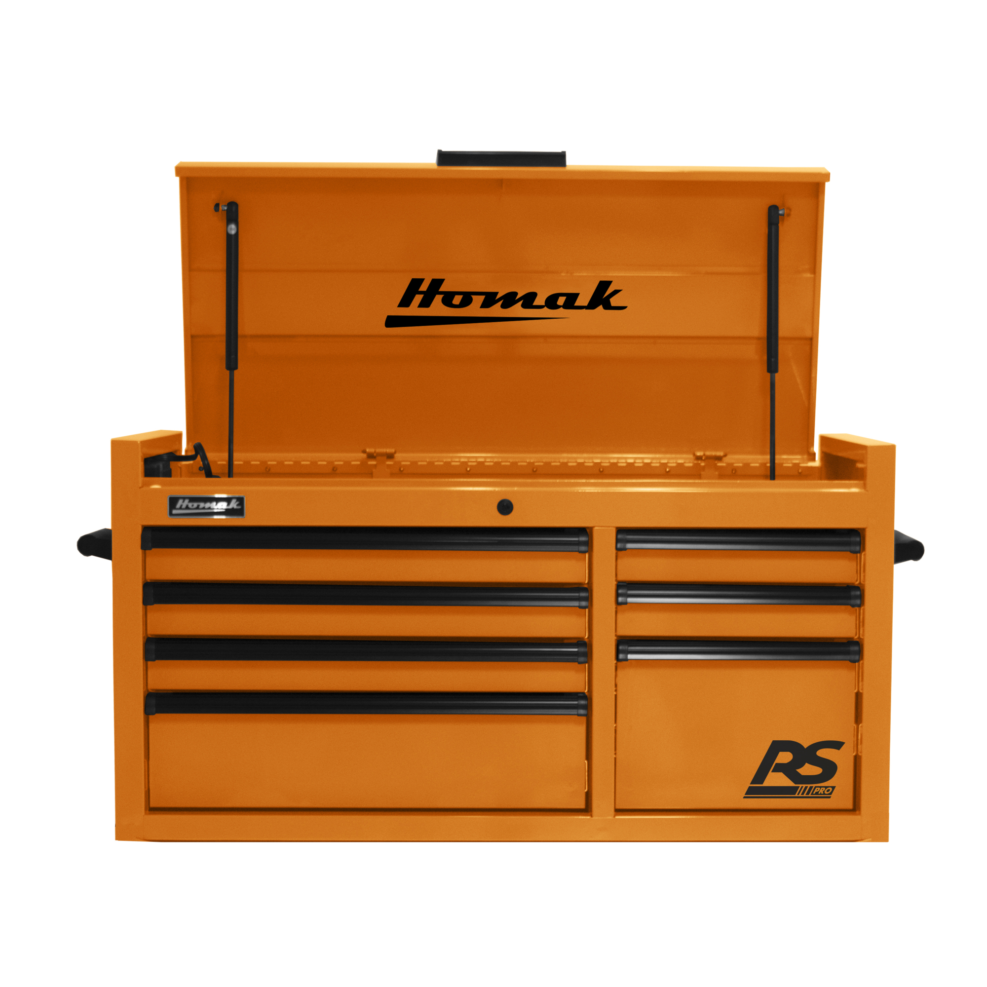 Homak RS Pro, 41in. RS PRO 7 DWR TOP CHEST WITH OUTLET-ORANGE, Width 40.5 in, Height 21.375 in ...