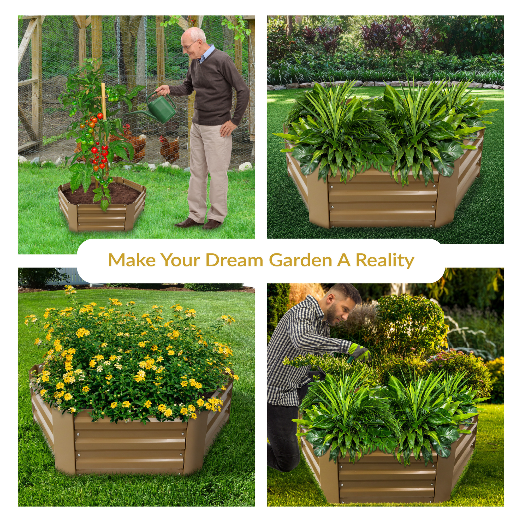 Sunnydaze Decor, Hexagon Raised Garden Bed, Material Steel, Model# HB ...