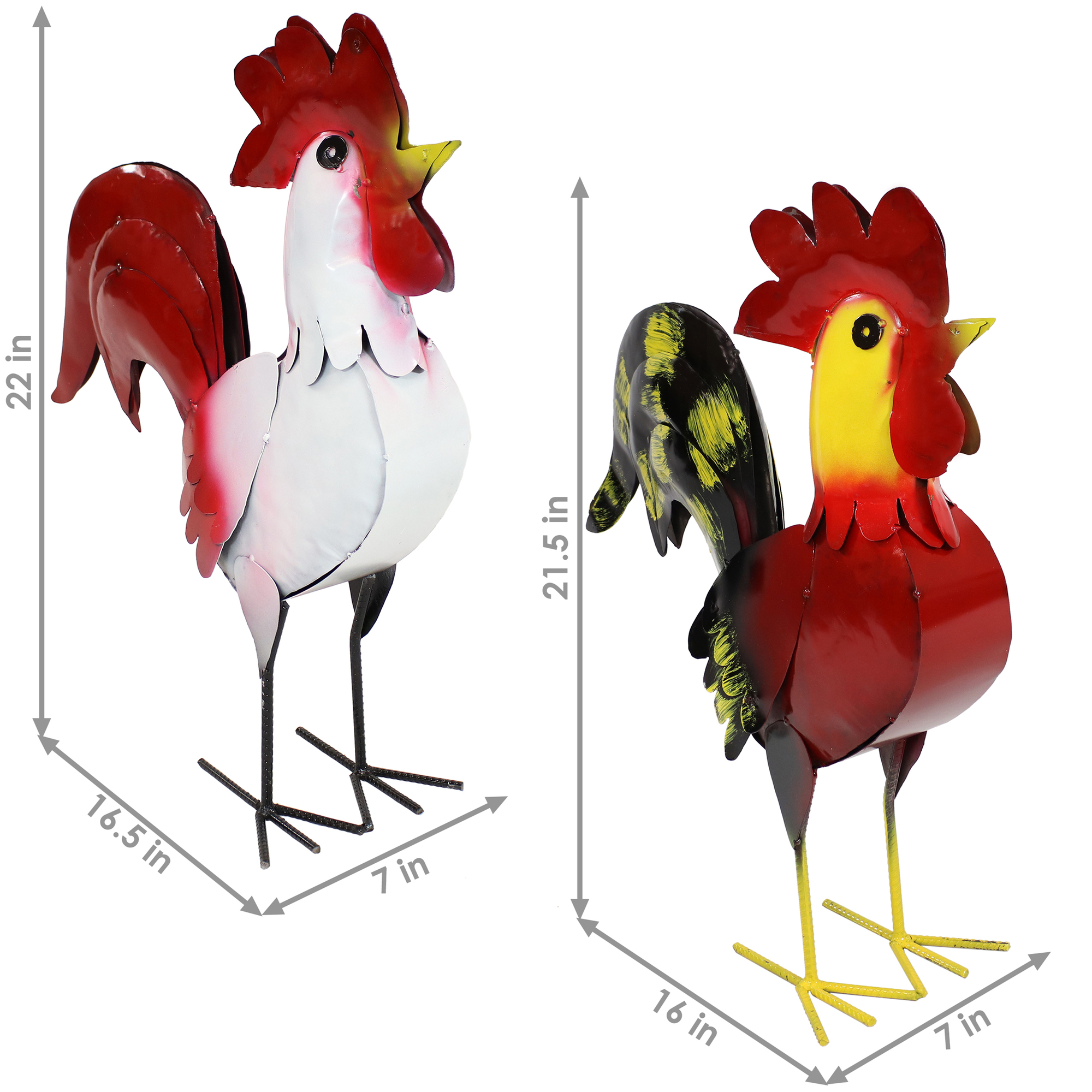 Sunnydaze Decor, Lewis and Cluck Metal Rooster Statues, Model# CUE-136 ...