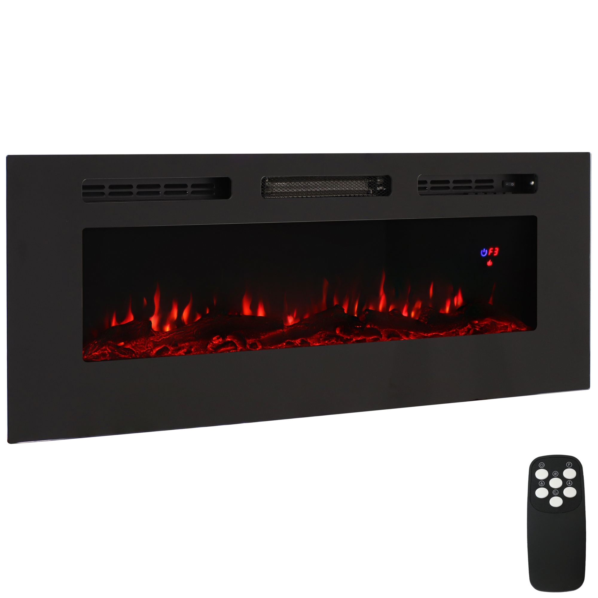 Sunnydaze Decor, Sophisticated Hearth 50in. Black Electric Fireplace ...