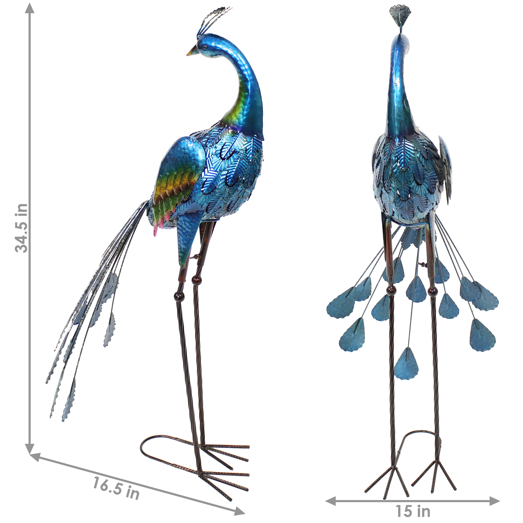 Sunnydaze Decor Peacock Metal Outdoor Garden Statue Model Xca 383 Northern Tool