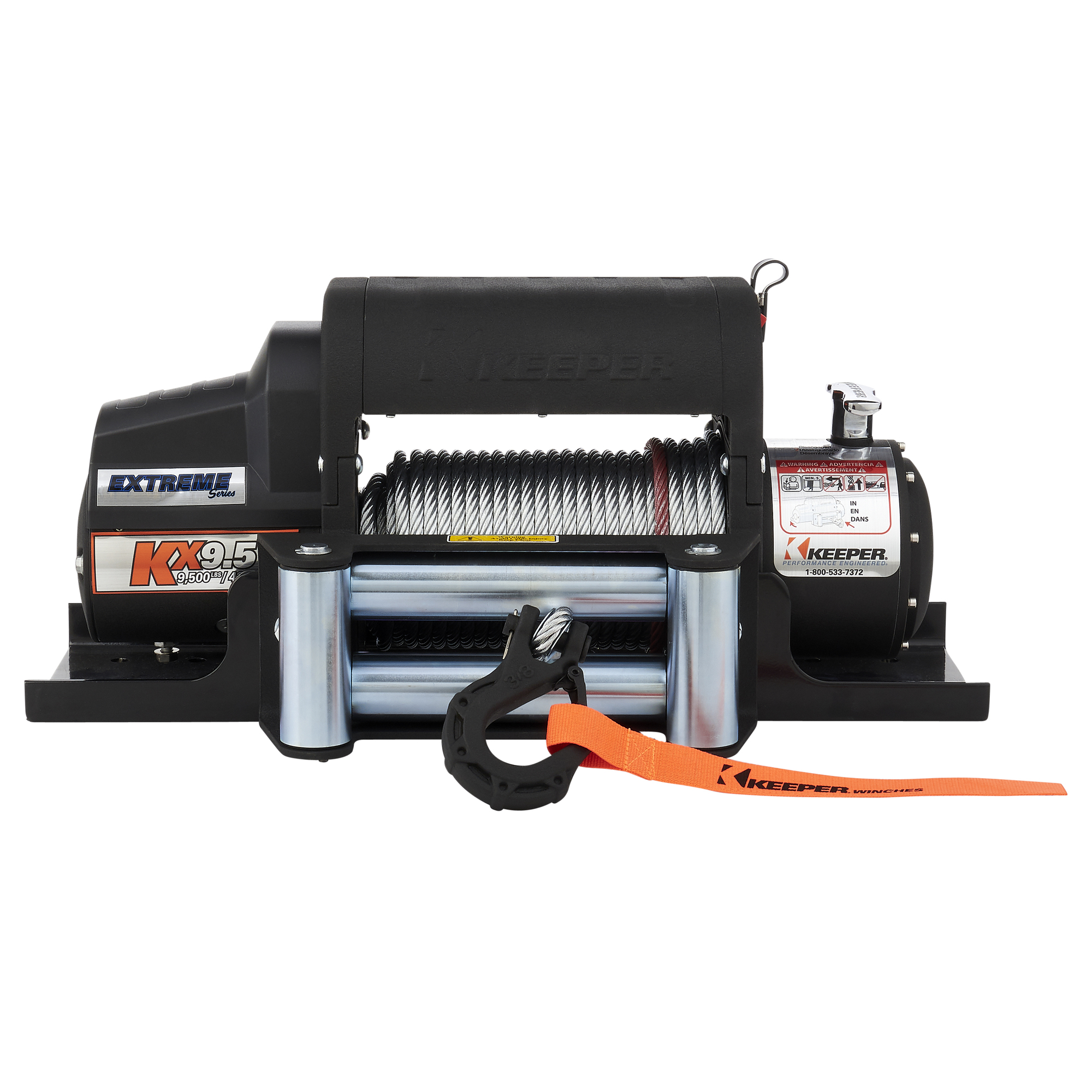 Keeper KX9 DC Powered Winch, Remote, 9500lb. Capacity, Volts 12, Model ...