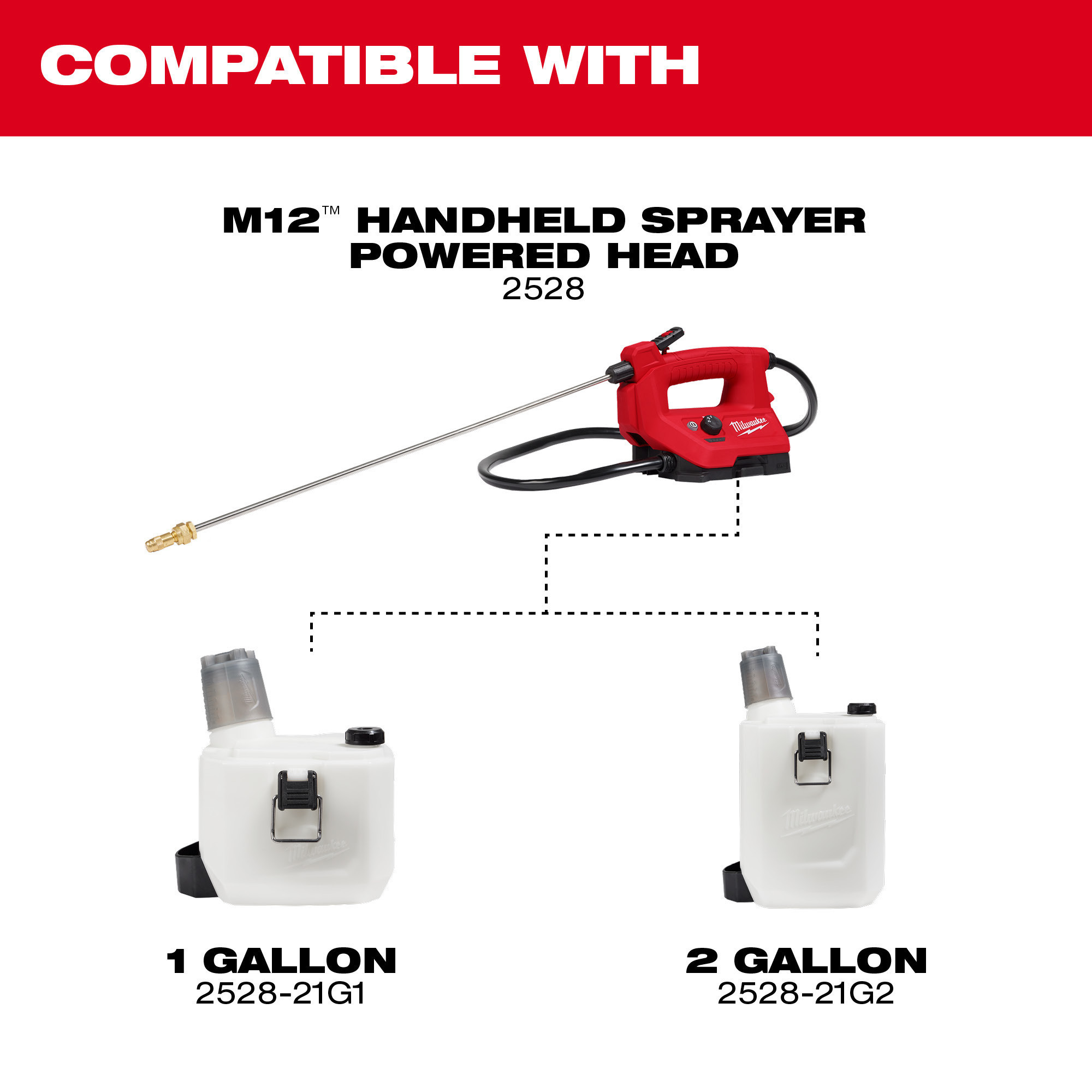 Milwaukee, M12 ONE GALLON CHEMICAL SPRAYER KIT, Model# 2528-21G1 ...