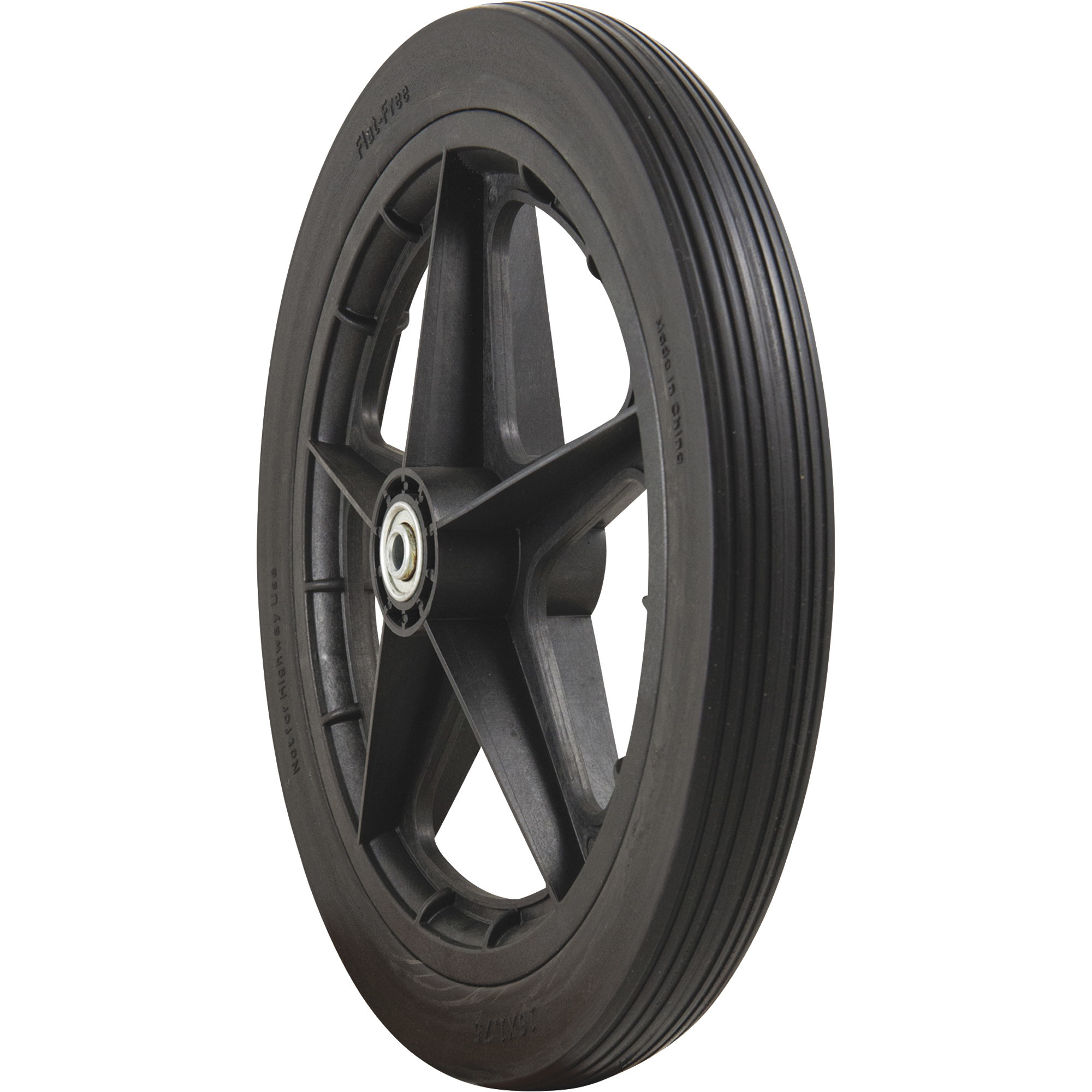 Marathon Tires Flat-Free Tire on Plastic Spoke Rim, 1/2in. Bore, 16 x 1 ...