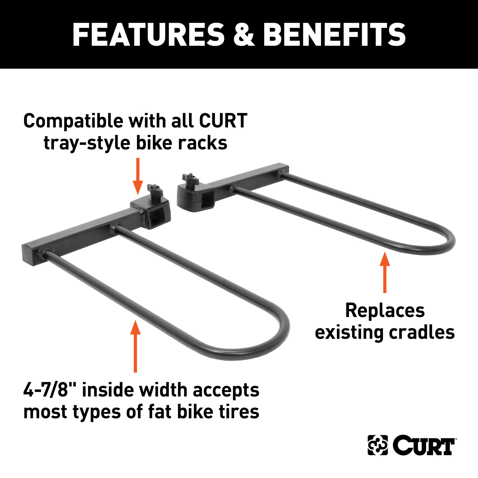 Curt Manufacturing, Tray-Style Bike Rack Cradles for Fat Tires, Model ...
