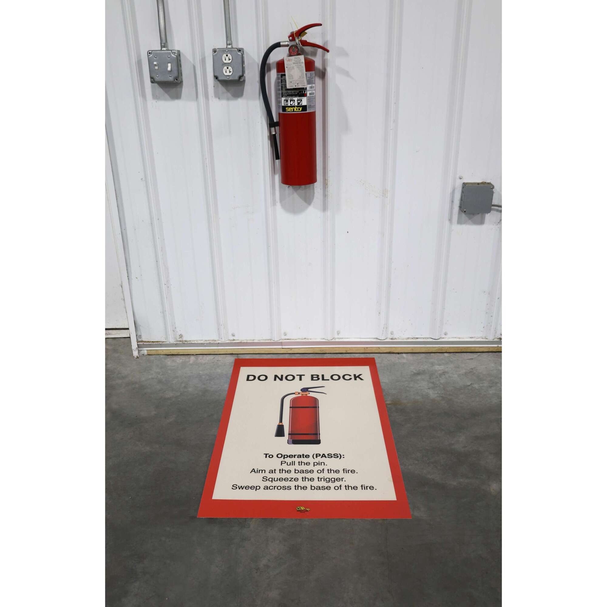 Mighty Line Do Not Block Fire Extinguisher Sign - 24\"x36\" W Floor ...