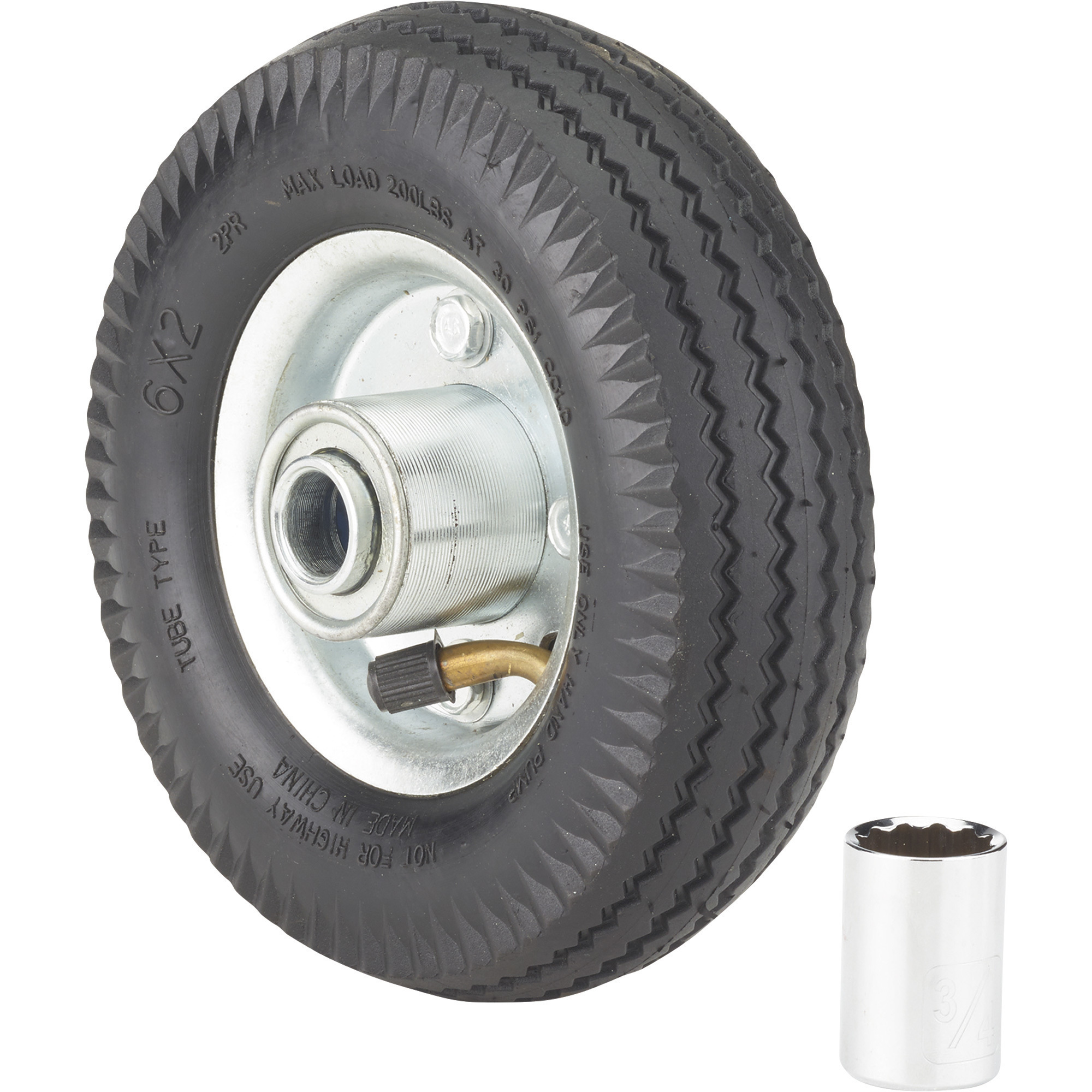 Ironton 6in. Pneumatic Wheel and Tire, 200-Lb. Capacity, Sawtooth Tread ...