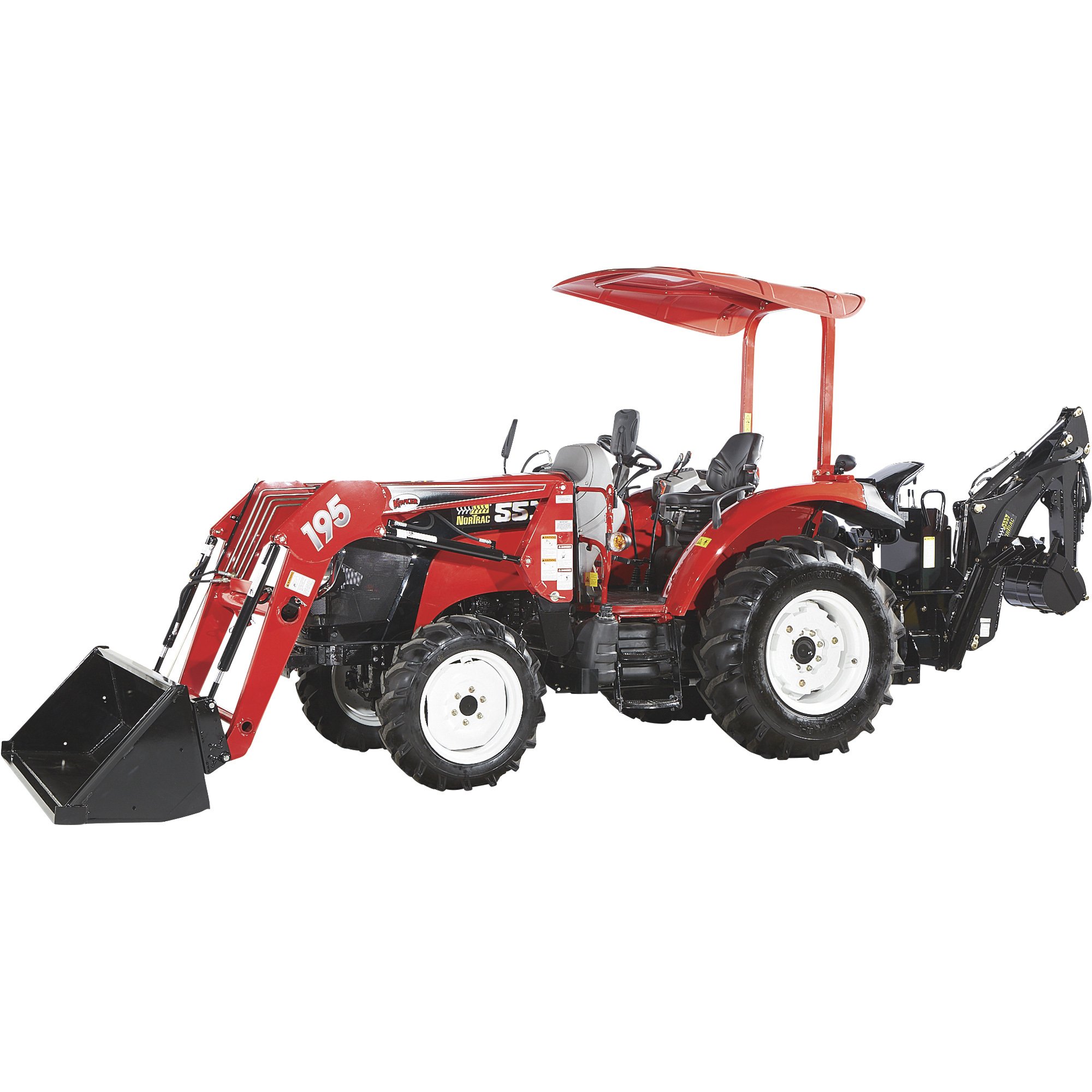 NorTrac 55XT Tractor with ROPS, Front End Loader, Backhoe and Ag Tires ...