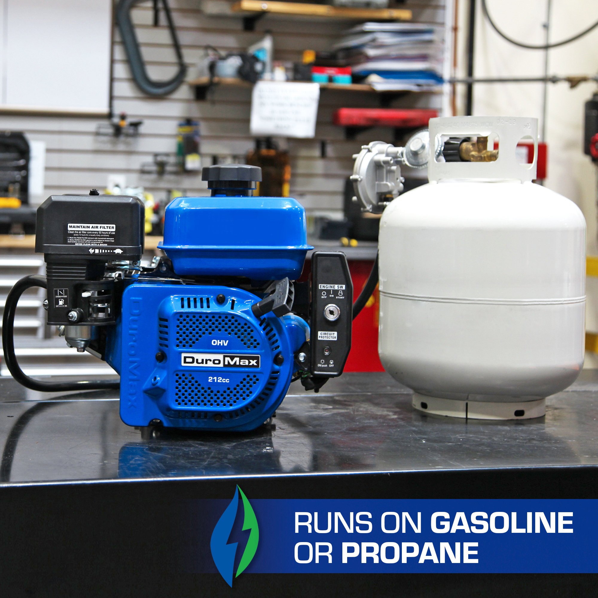 DuroMax, 212cc Dual Fuel Electric Start Engine, Engine Displacement 208 ...