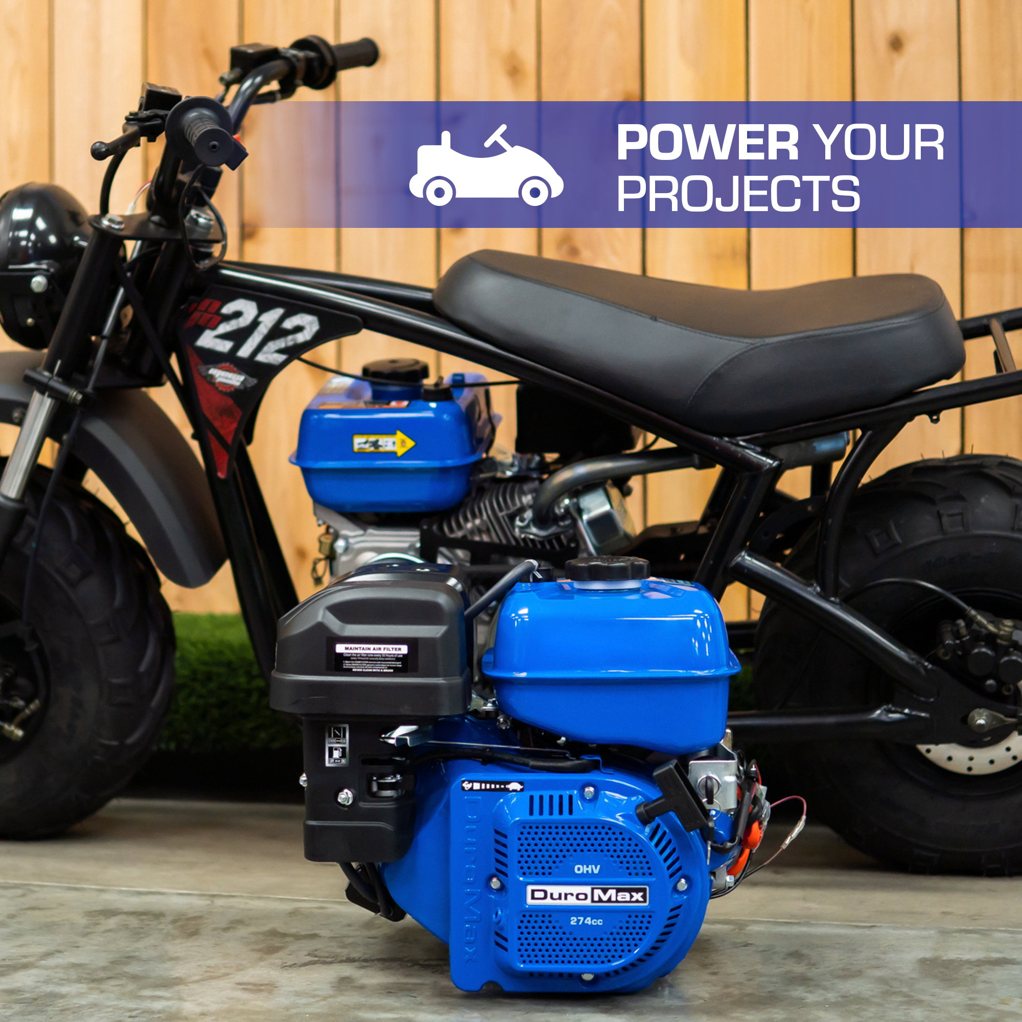 DuroMax, 274cc Electric Start Gasoline Engine, Engine Displacement 274 ...