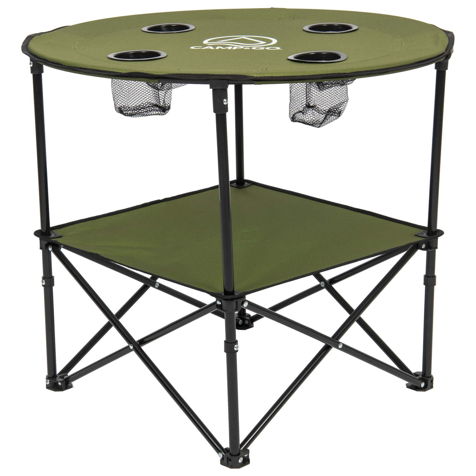 ShelterLogic Camp & Go, 28in. diameter fabric round portable table, Height 24 in, Width 28 in ...