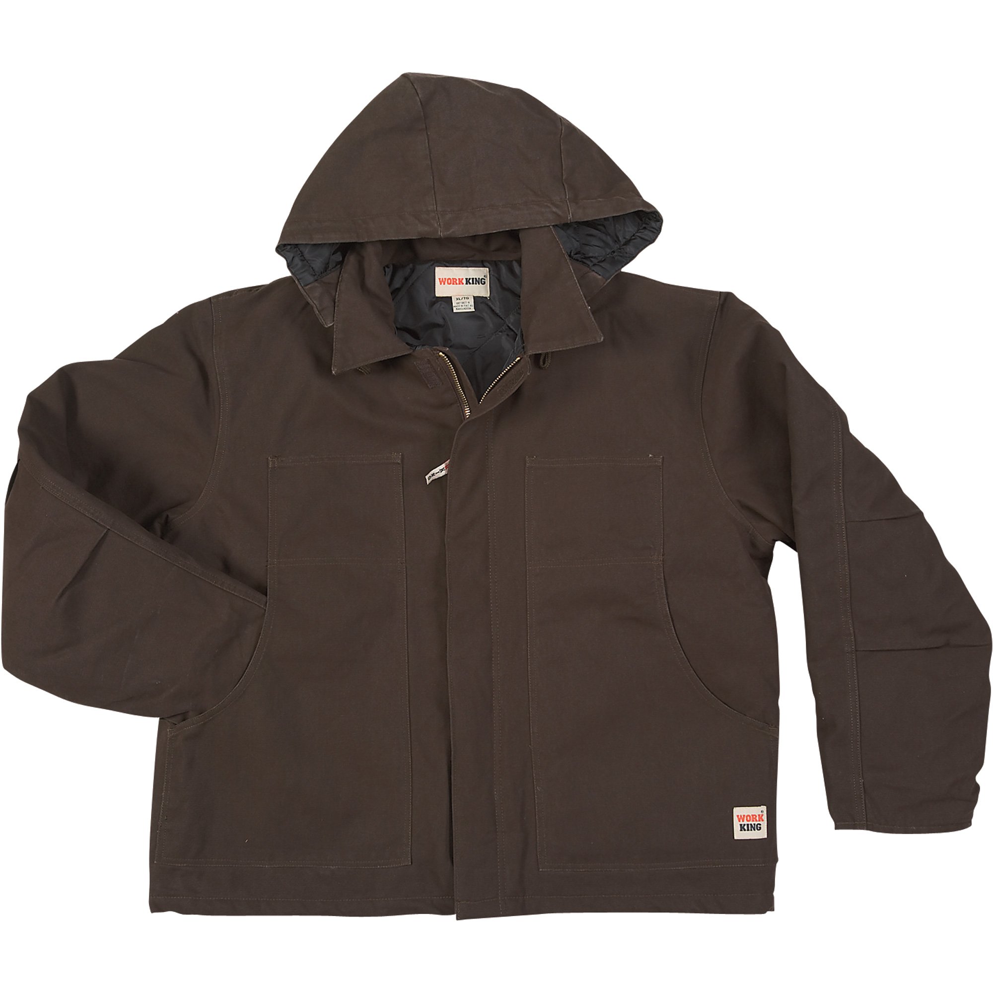 Work King Washed Canvas Insulated Jacket with Hood — Chestnut ...