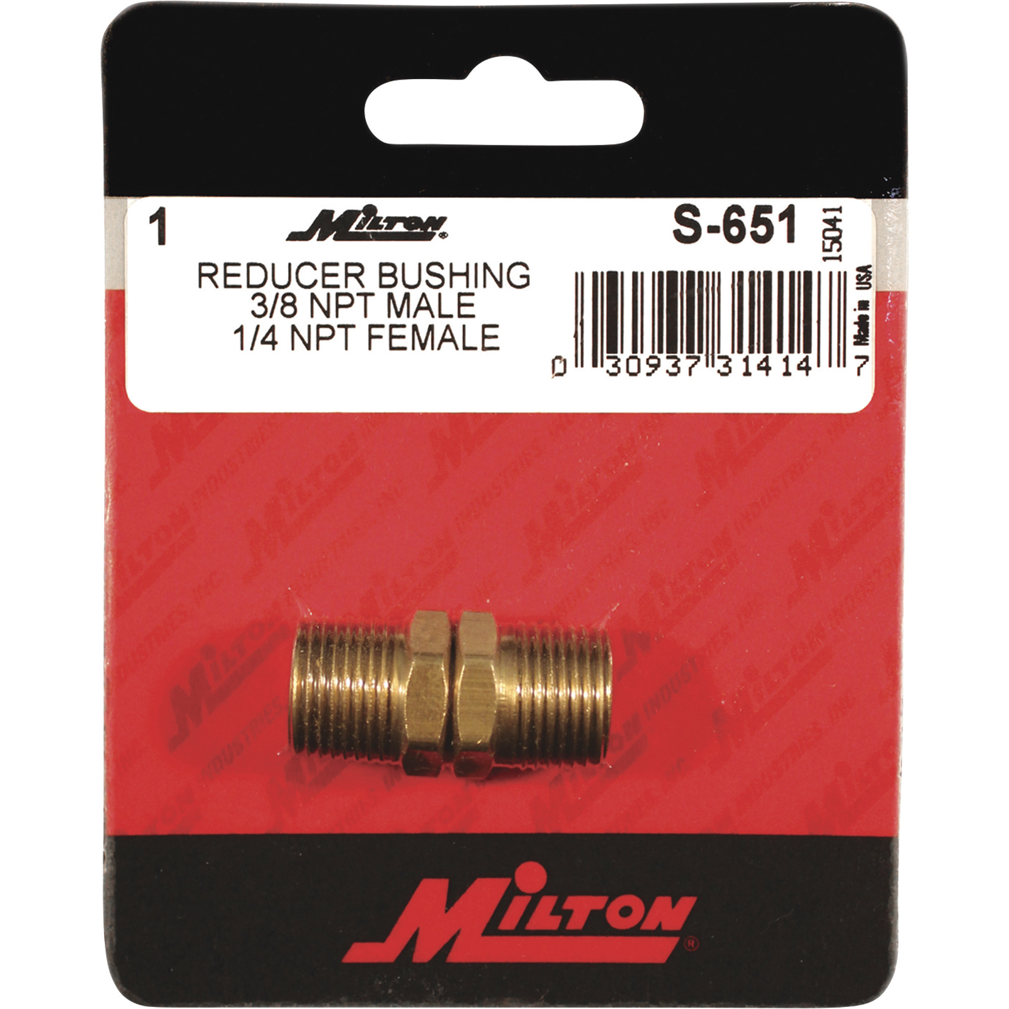 Milton 3/8in. MNPT x 1/4in. FNPT Reducer Bushing Hose Fitting, Model# S ...