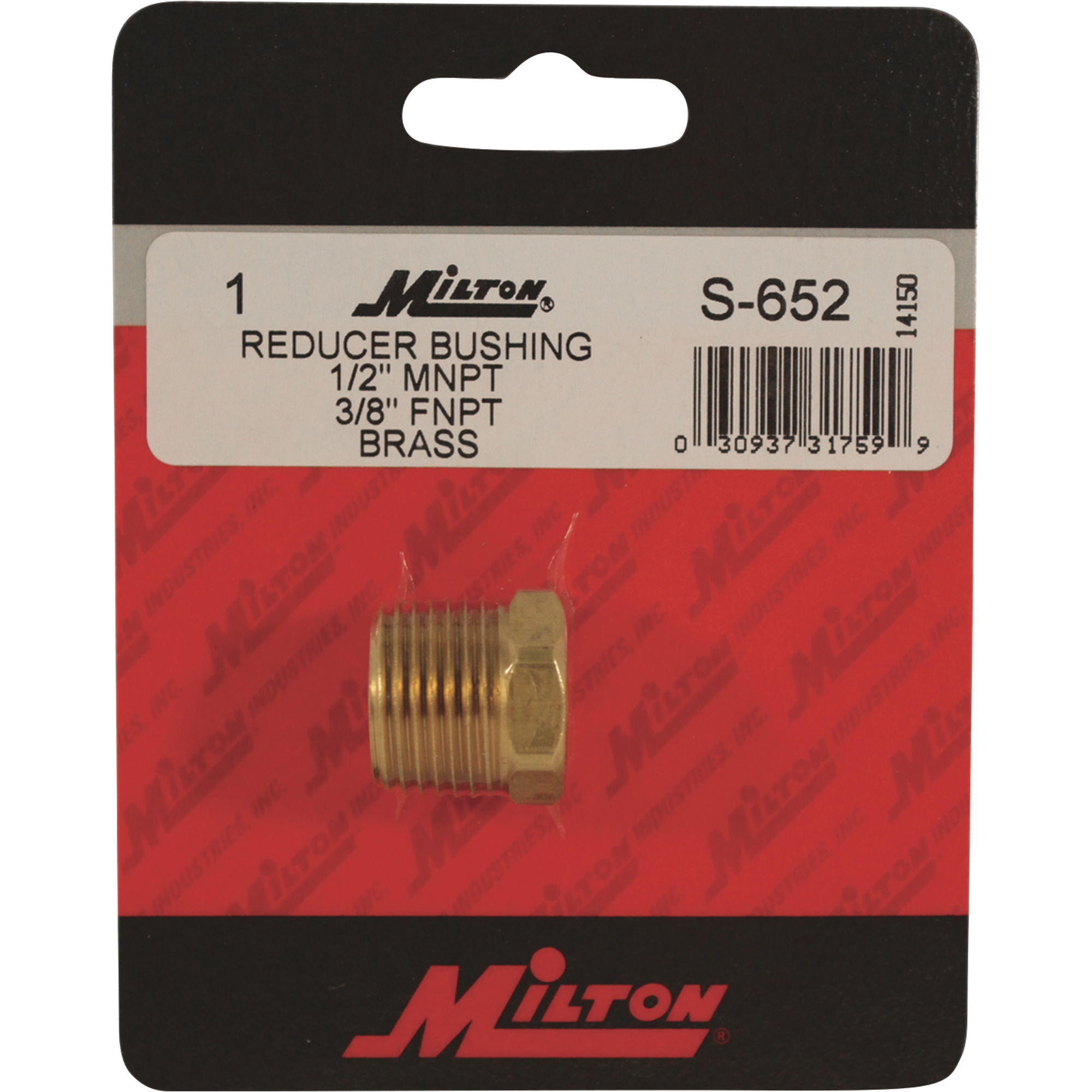 Milton 1/2in. MNPT x 3/8in. FNPT Reducer Bushing Hose Fitting, Model# S ...