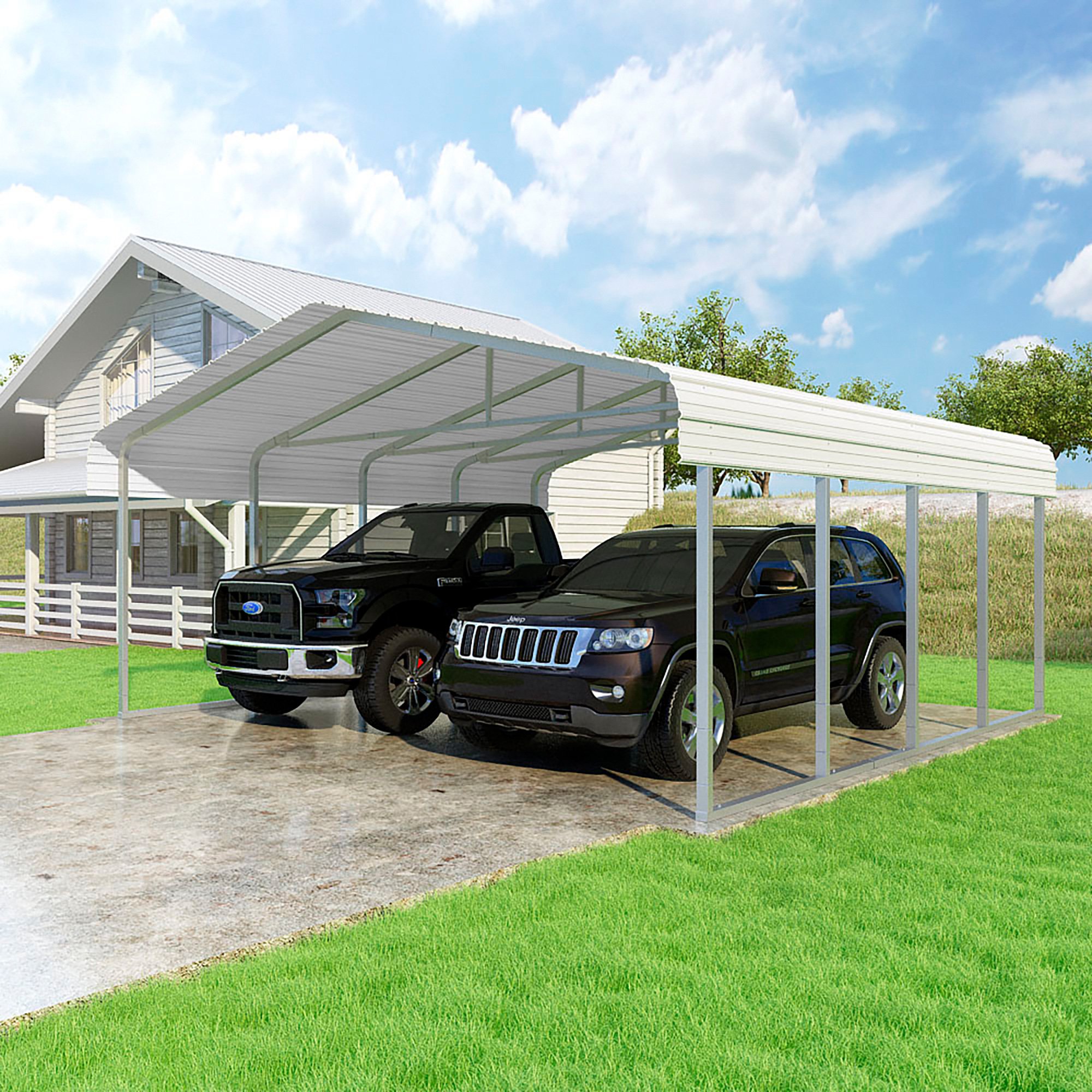 VersaTube Steel Shelter Carport — 20ft.L x 20ft.W x 9ft.H, Model ...