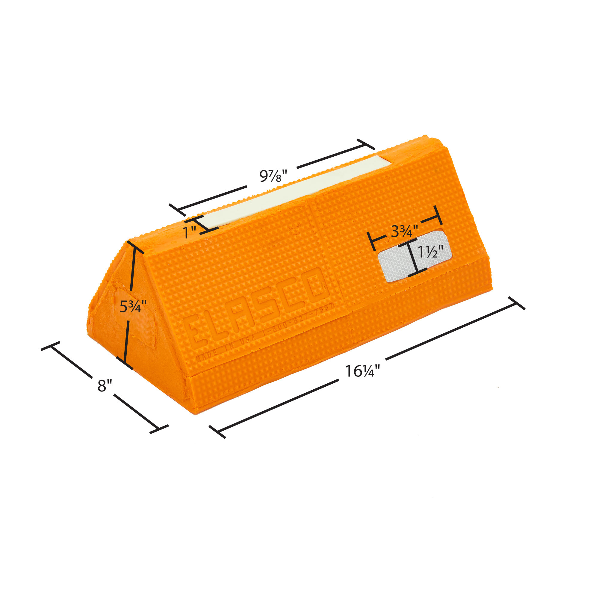 Elasco, 16in. Aircraft Chock with Glow Reflectors, Orange, Working ...