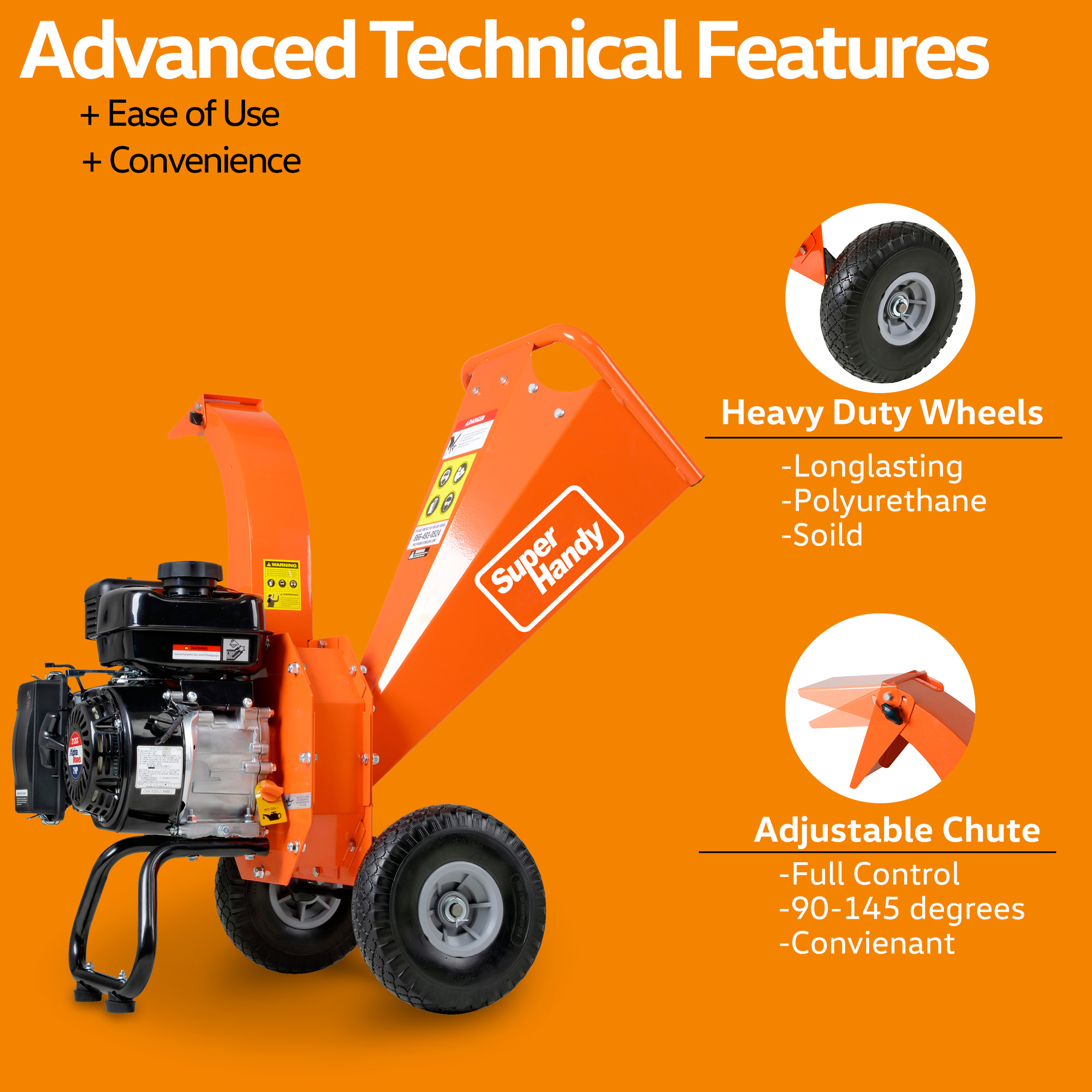 SuperHandy, Mini Wood Chipper, Engine Displacement 209 cc, Horsepower 7 ...