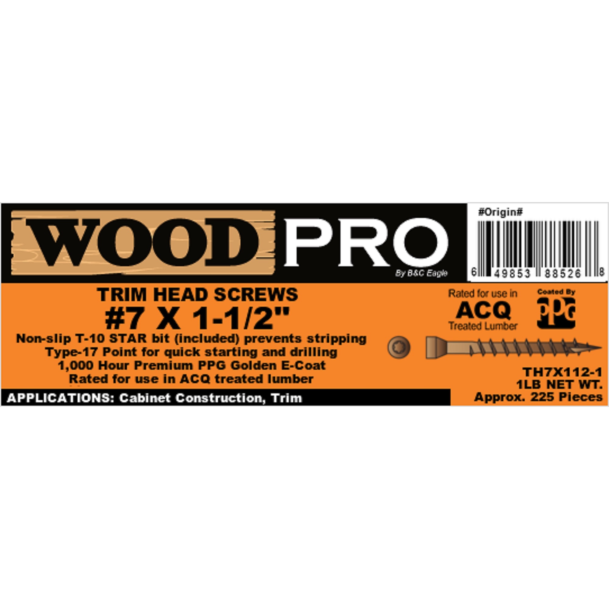 Woodpro, #71-1/2in. Gold Wood Screw 245pk, Model# TH7X112-1 | Northern Tool