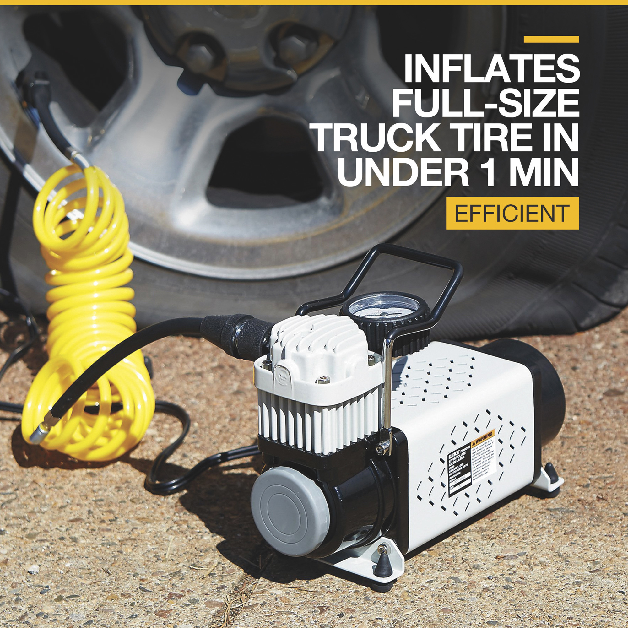 Klutch 12 Volt Heavy-Duty Portable Tire Inflator, 120 Max. PSI, 2.1 CFM ...