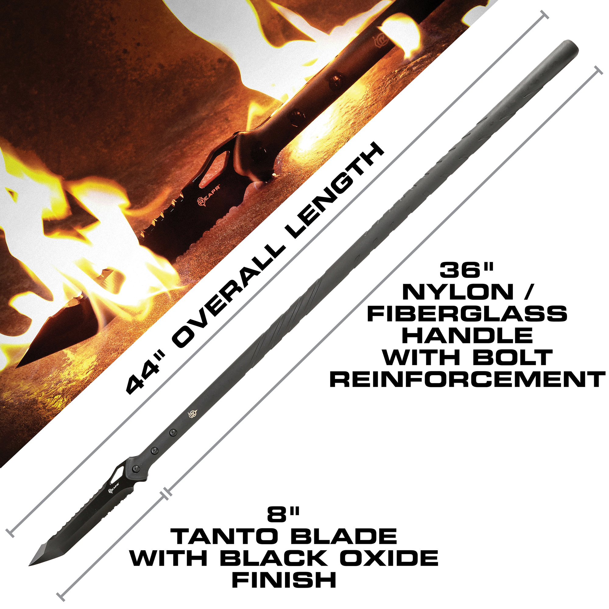 REAPR, Tac Javelin Serrated Edge Spear, Blade Size 8 in, Handle Length ...